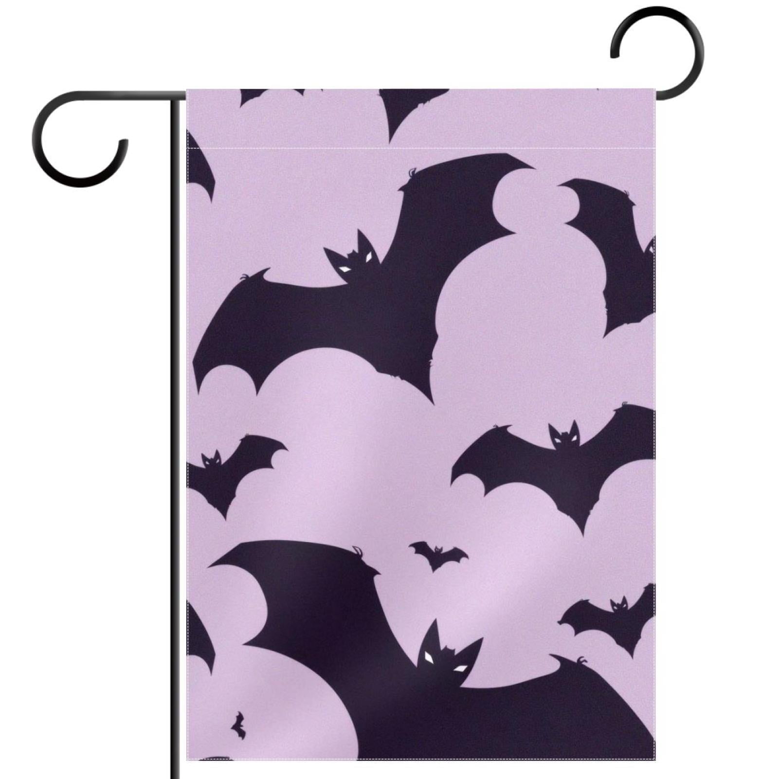 Halloween Flying Black Bat Silhouette Violet Background Welcome Garden ...