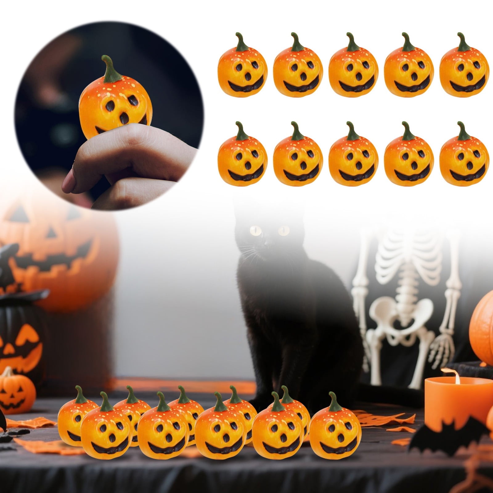 Halloween Foam Pumpkin Set (10PCS) - Mini Ghost Face Pumpkins for DIY ...