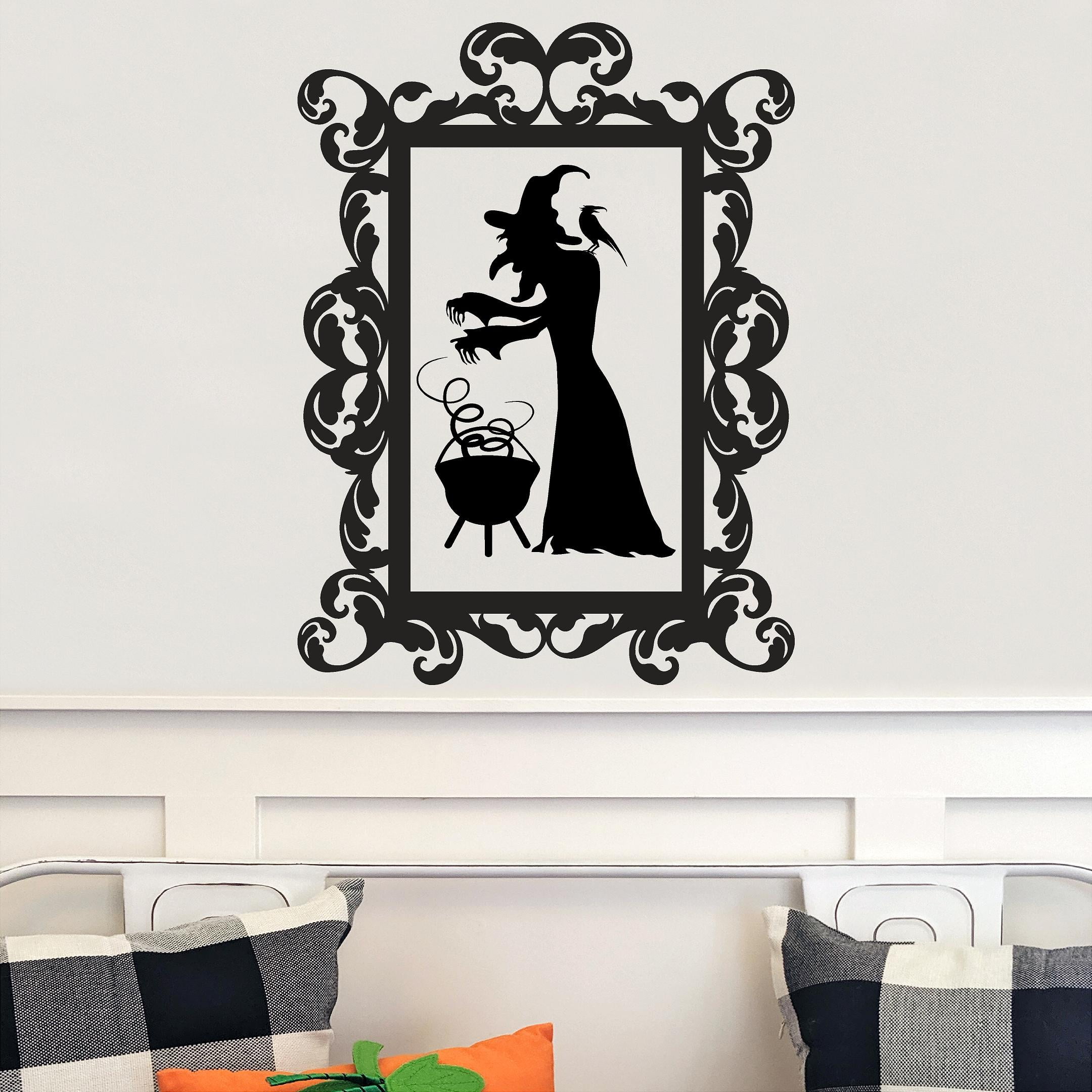 Halloween Frame #11 Witch Stirring Cauldron Pot Portrait Wall Saying ...