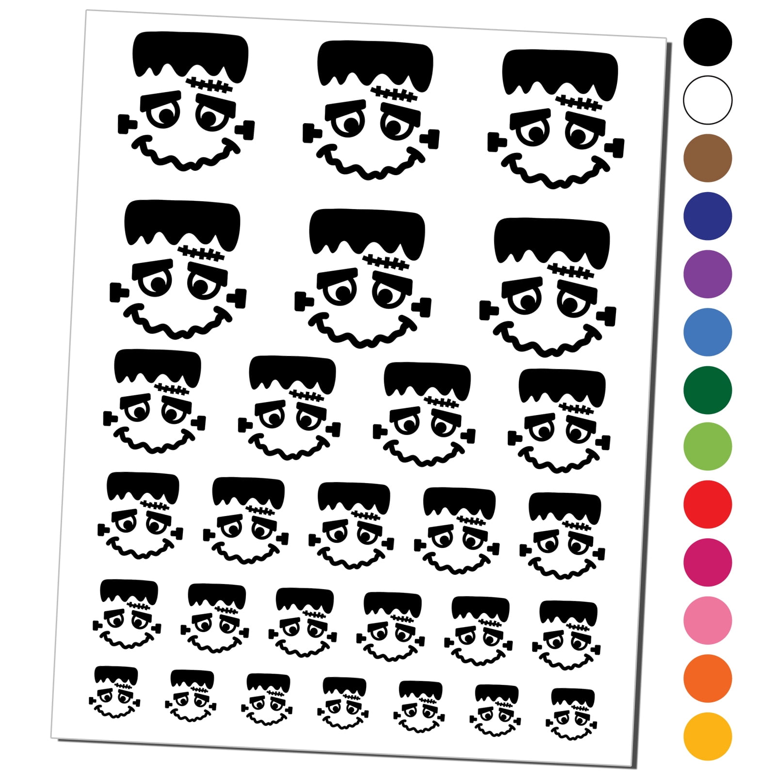 Halloween Frankenstein Face Water Resistant Temporary Tattoo Set Fake ...