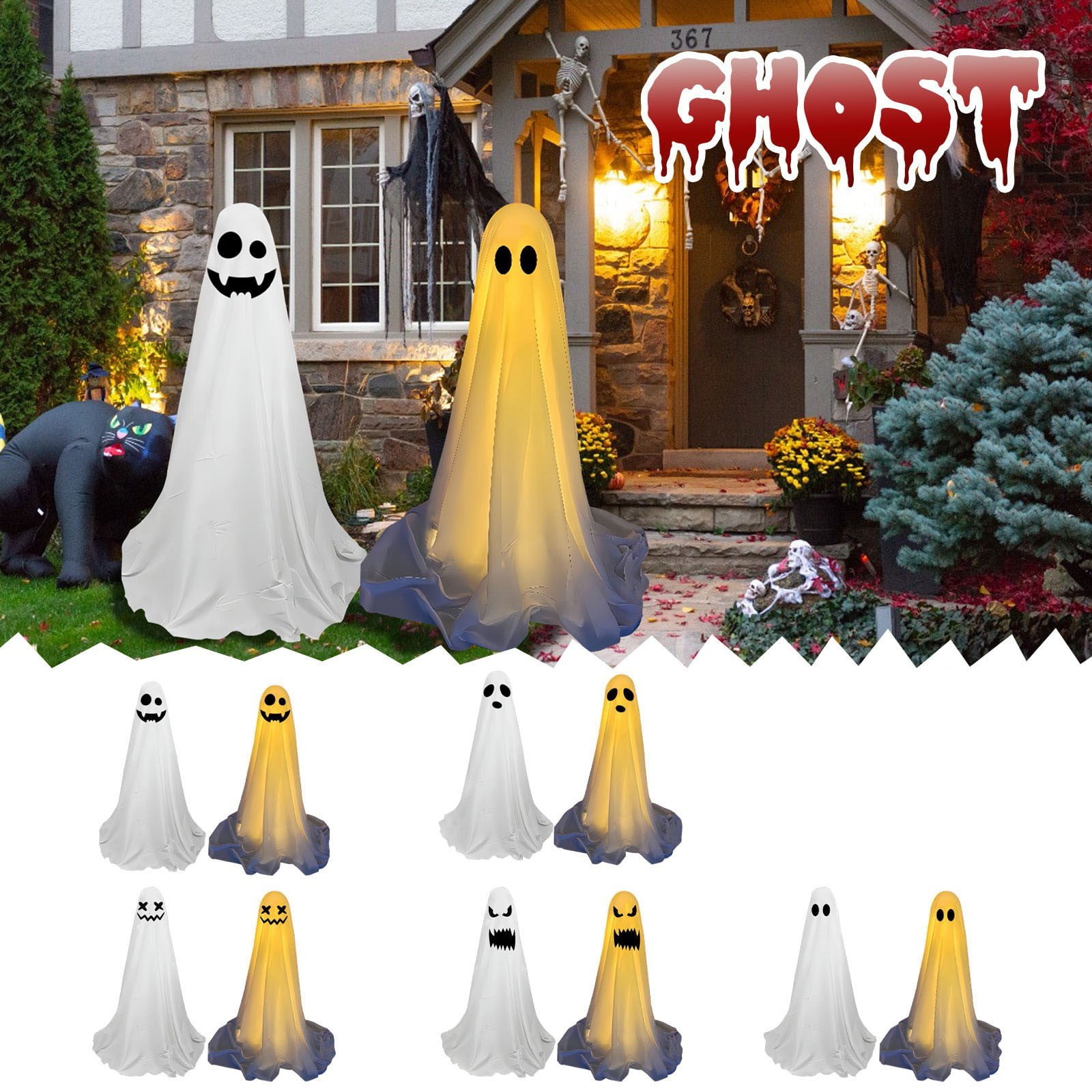 Halloween Front Yard Ghost Stand Decor - Haunted Porch Yard Decoration ...
