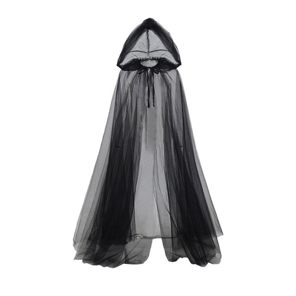 Halloween Full-Length Sheer Cape with Oversized Hood Halloween Ghost ...