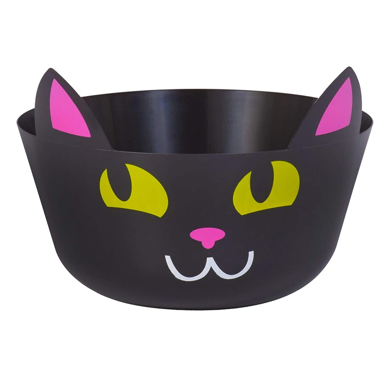 Halloween Fun Black Cat Plastic Trick or Treat Candy Bowls Cat Shaped ...
