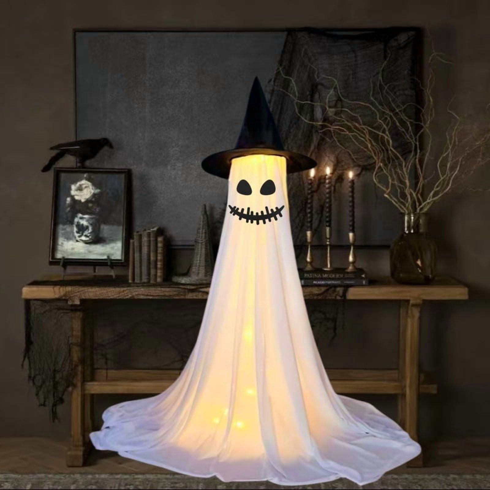 Halloween Funny Ghost Emoticon with Magician Hat Figurine, Spooky ...