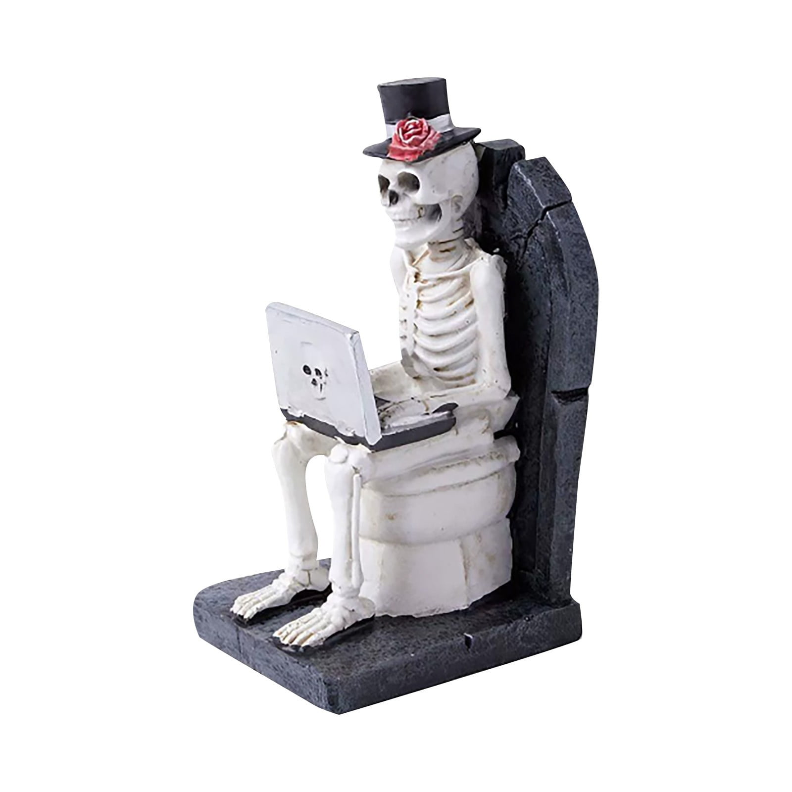 Halloween Funny Skeleton Watching Computer Resin Ornament - Yet Playful ...