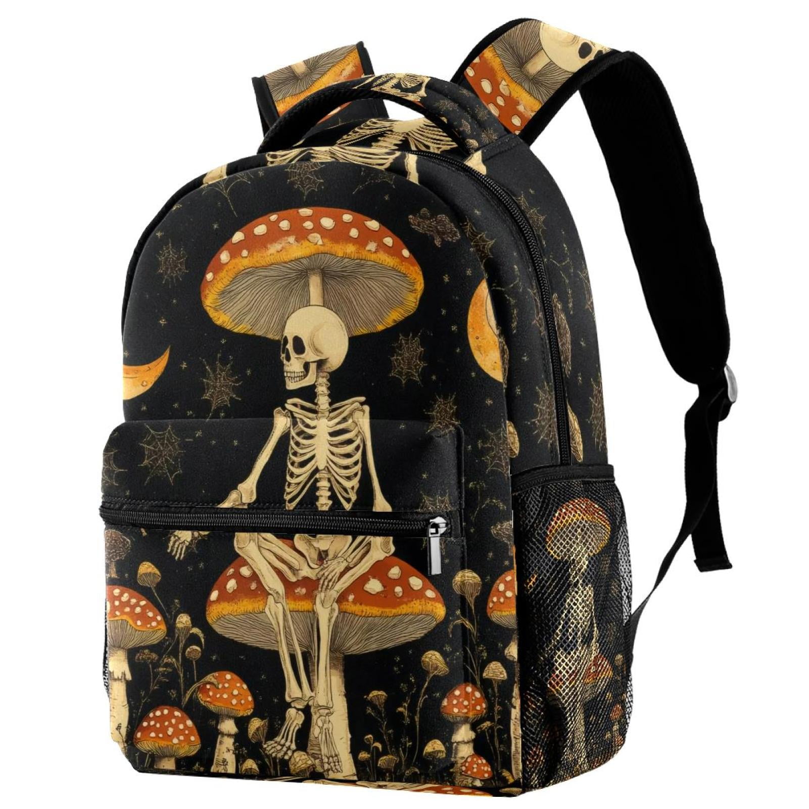 Halloween Funny Skull Mushroom Lightweight Backpacks Roomy Interior ...