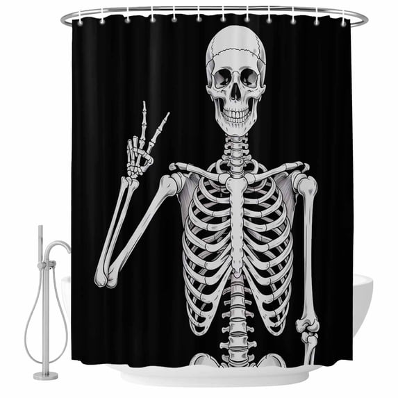 Halloween Funny Skull Shower Curtain Set - 72" x 78" Washable Bathtub ...