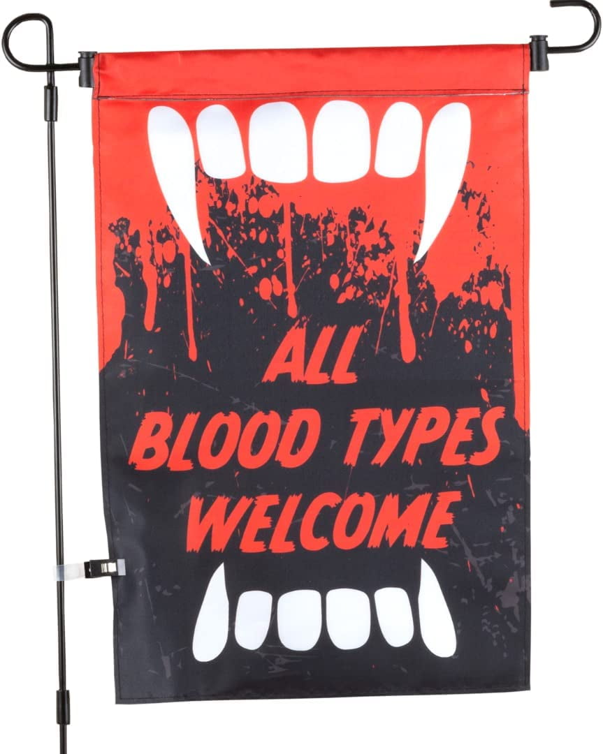 Halloween Garden Flag (All Blood Types Welcome) - 12 x 18 - Outdoor ...
