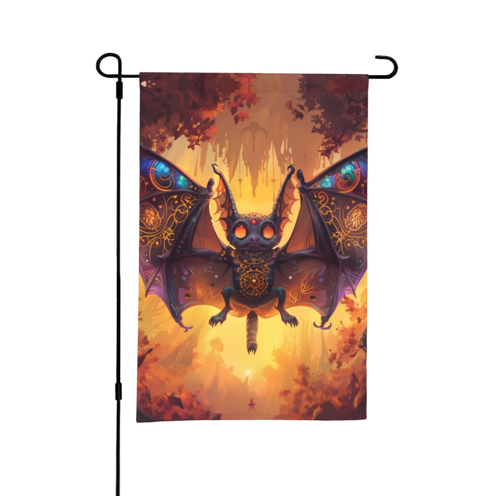 Halloween Garden Flag, Halloween Colorful Bat Double Sided House & Yard ...