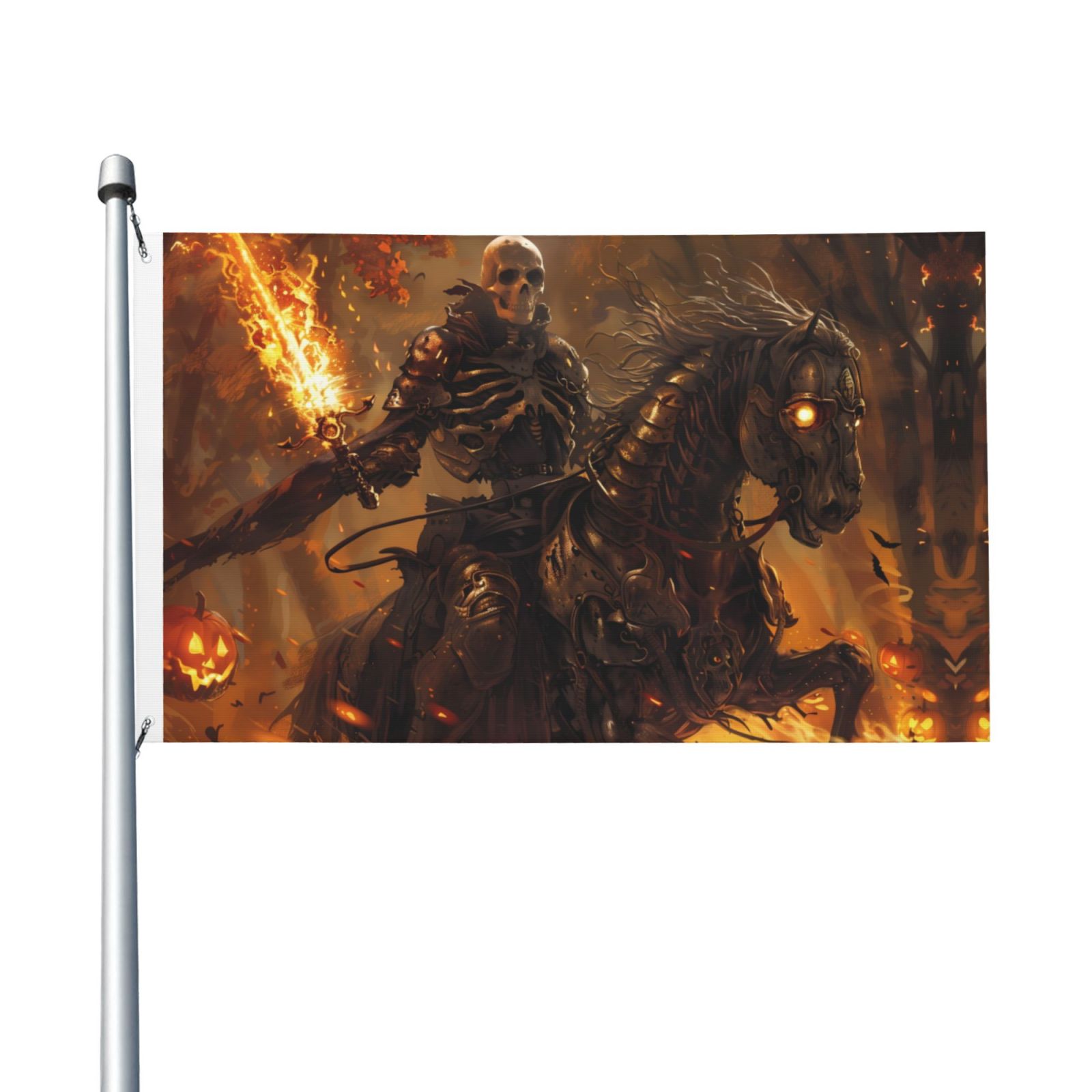 Halloween Garden Flag, Halloween Cool Skeleton Knight Double Sided ...