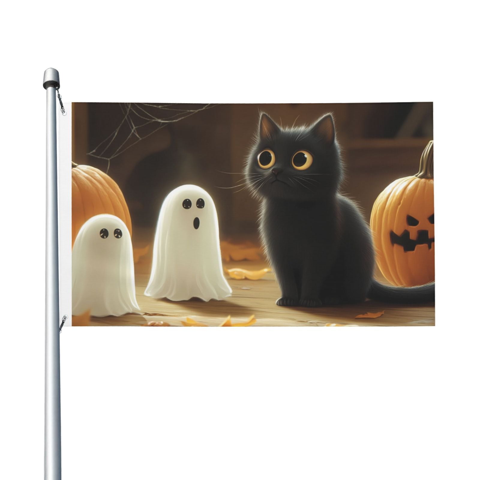 Halloween Garden Flag, Halloween Cute Black Cat Ghost A Double Sided ...