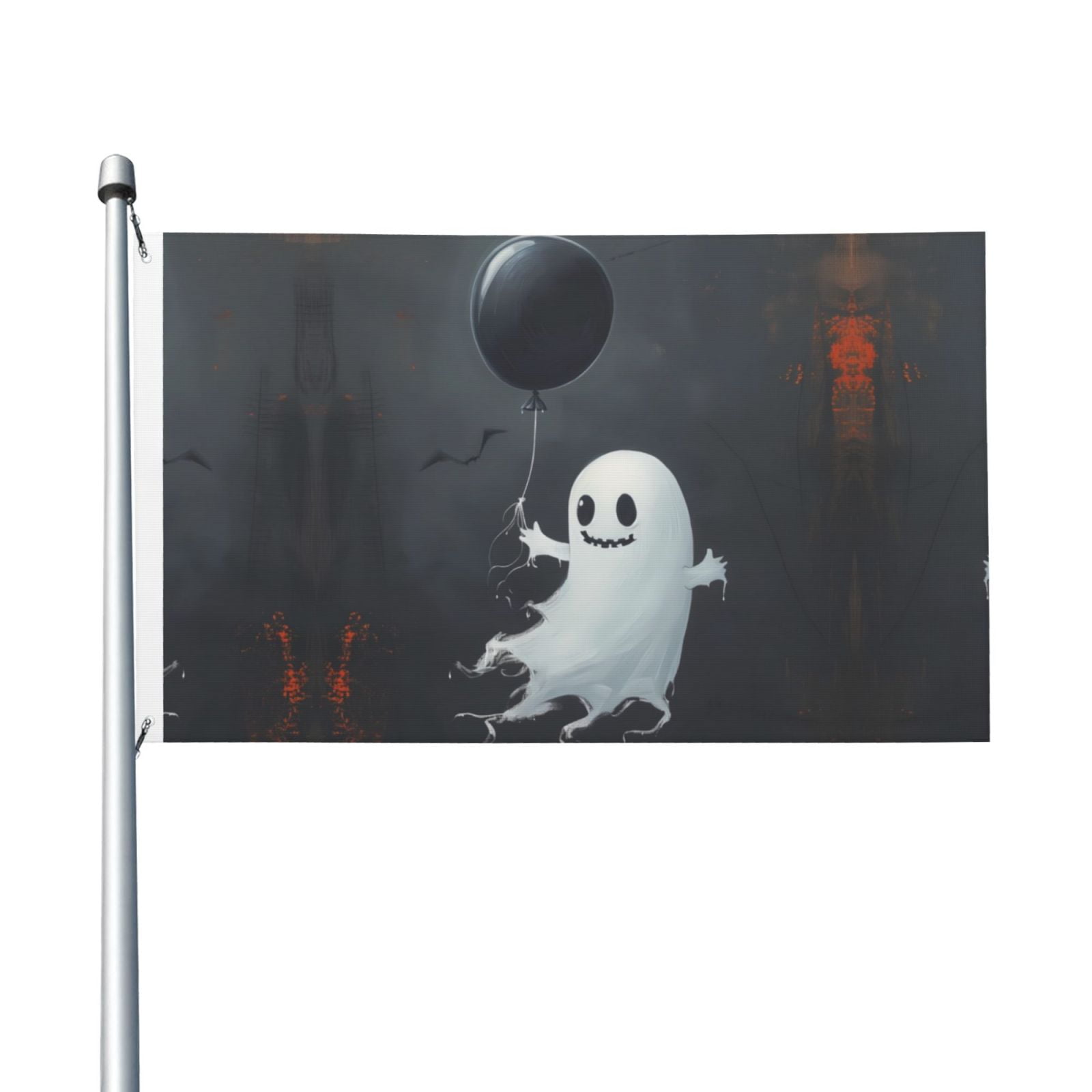 Halloween Garden Flag, Halloween Ghost Black Balloon Double Sided House ...