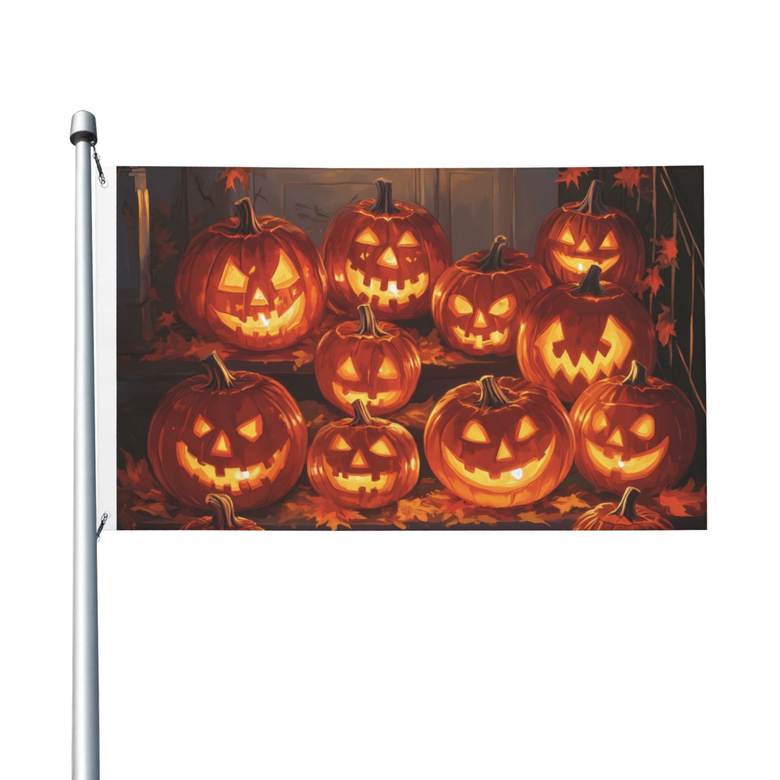 Halloween Garden Flag, Halloween Glowing Pumpkin Double Sided House ...