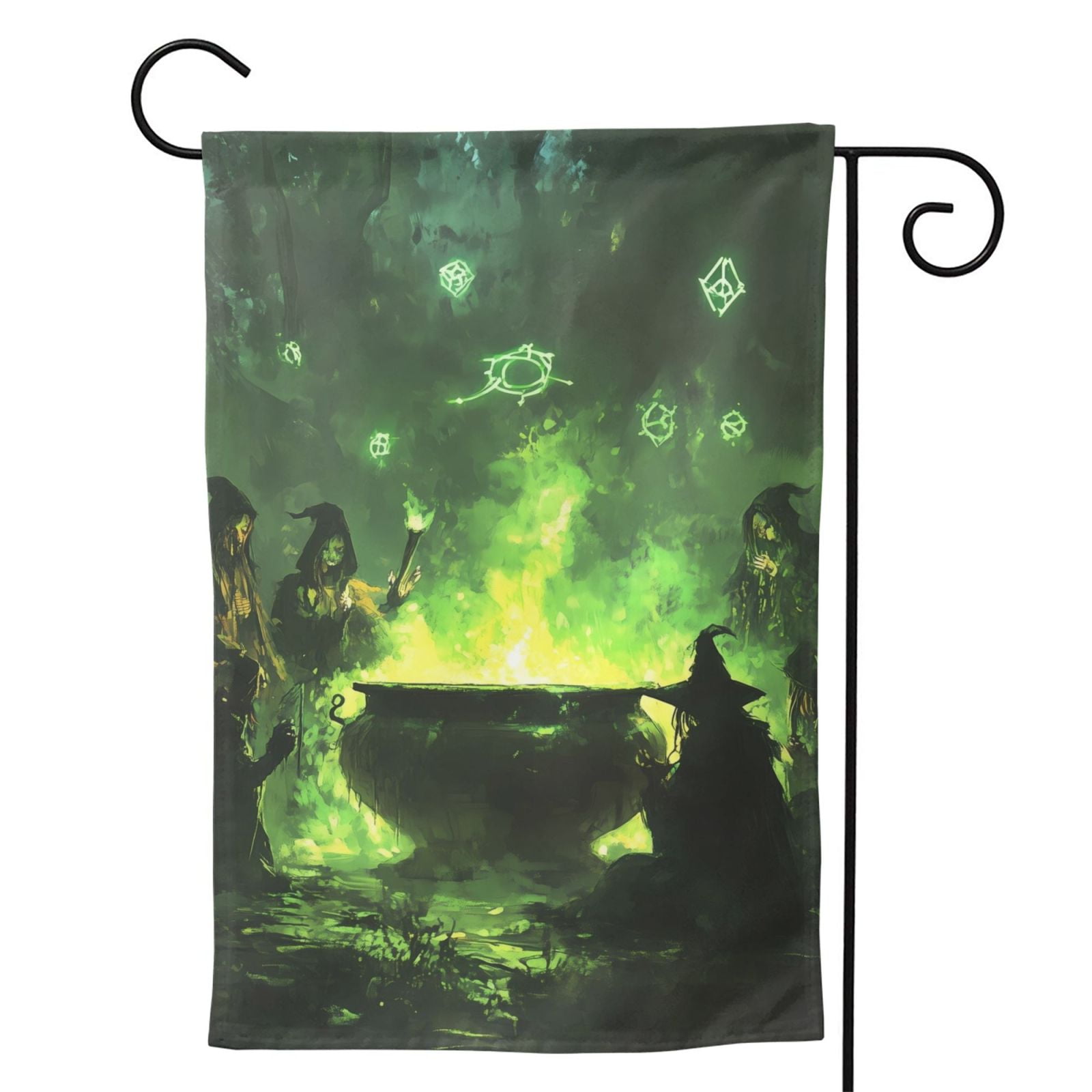 Halloween Garden Flag, Halloween Green Forest Witch Double Sided House ...
