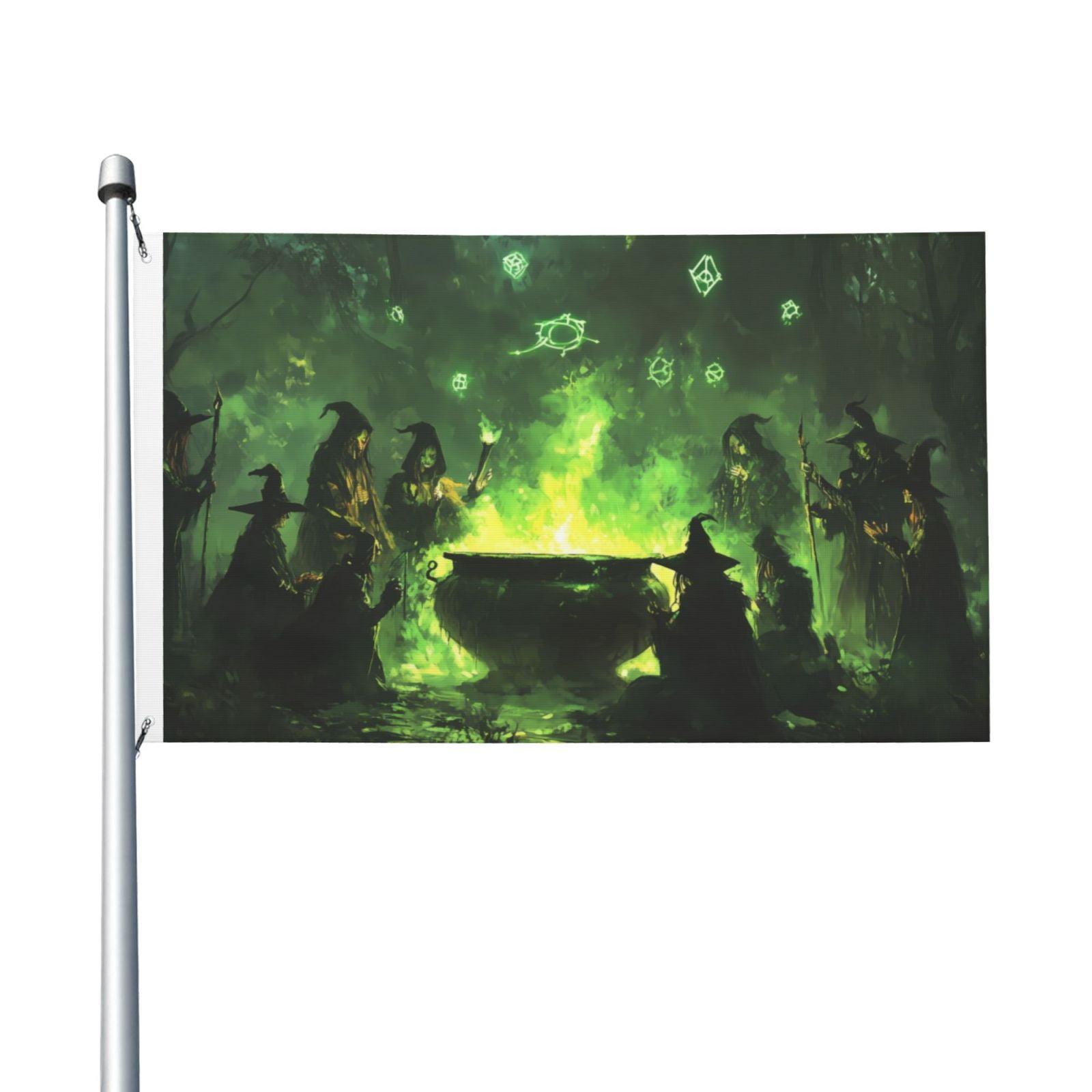 Halloween Garden Flag, Halloween Green Forest Witch Double Sided House ...