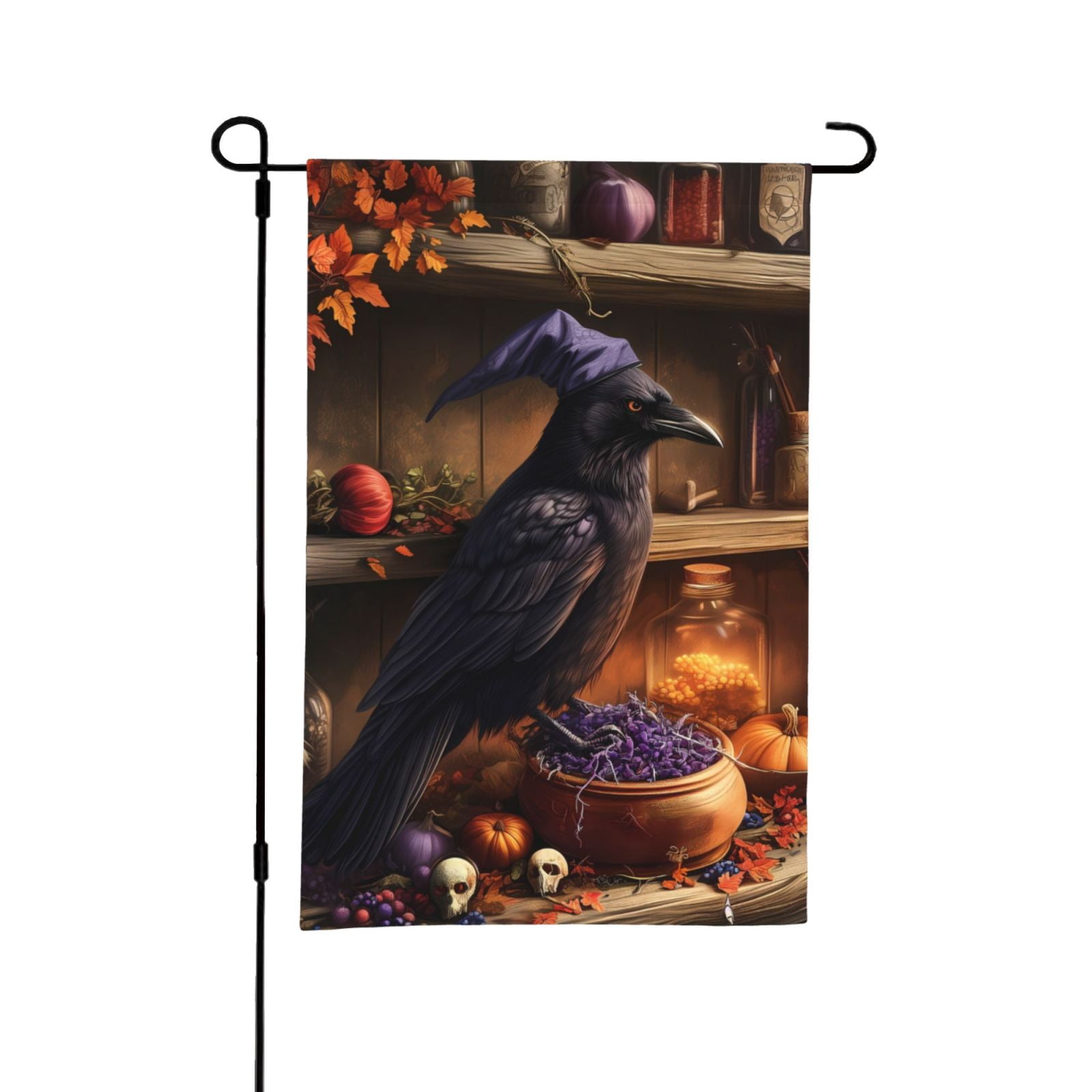 Halloween Garden Flag, Halloween Kitchen Crow Double Sided House & Yard ...