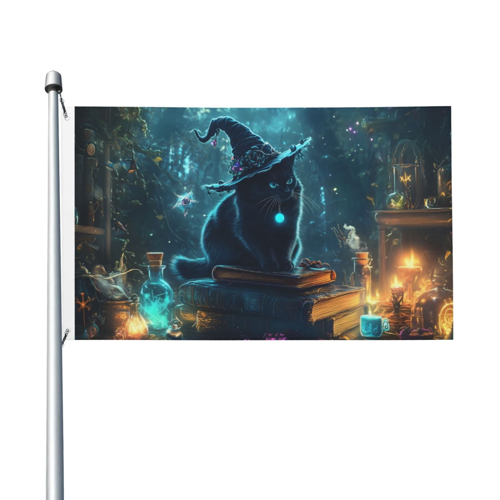 Halloween Garden Flag, Halloween Mysterious Witch Hat Cat Double Sided ...