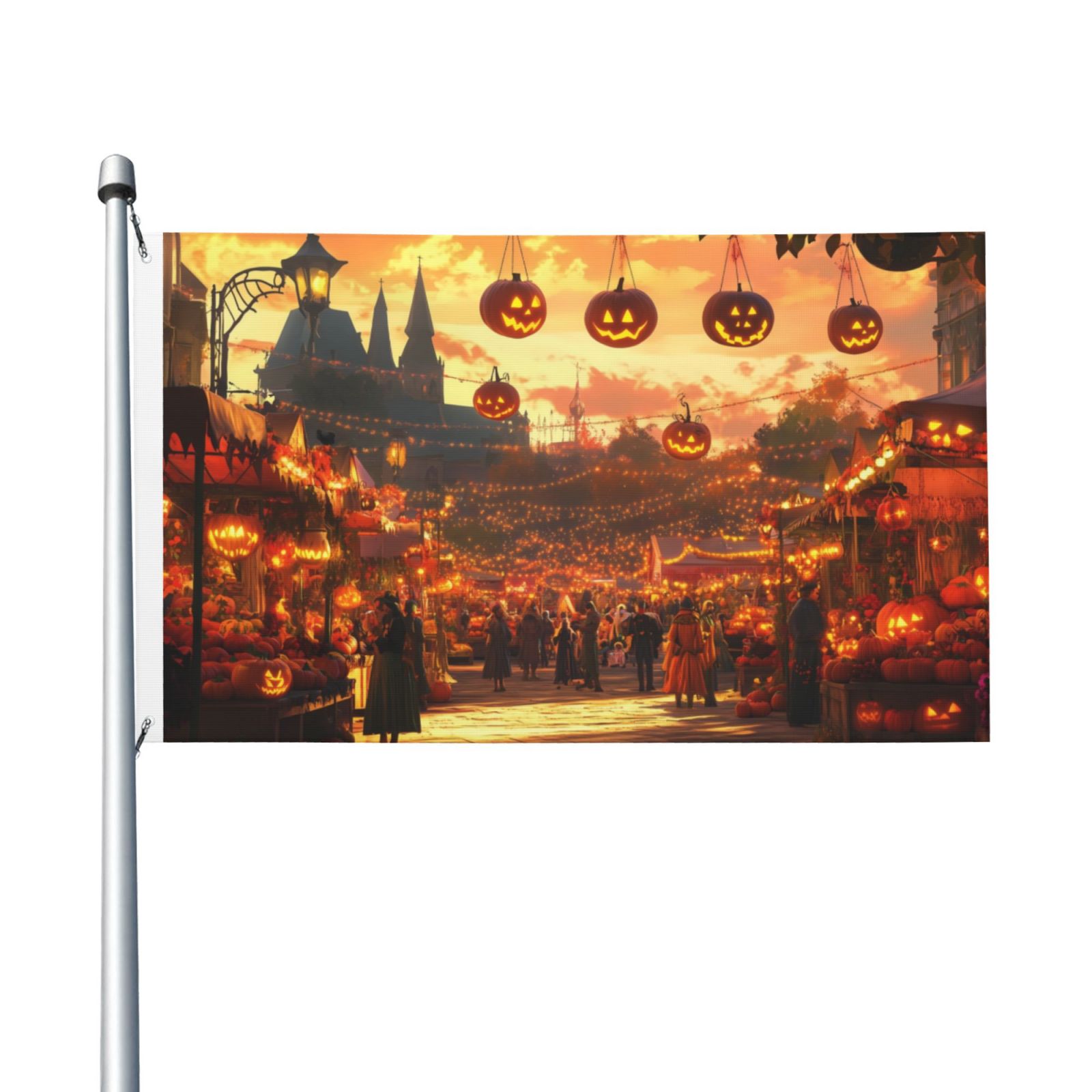 Halloween Garden Flag, Halloween Pumpkin Market A Double Sided House ...