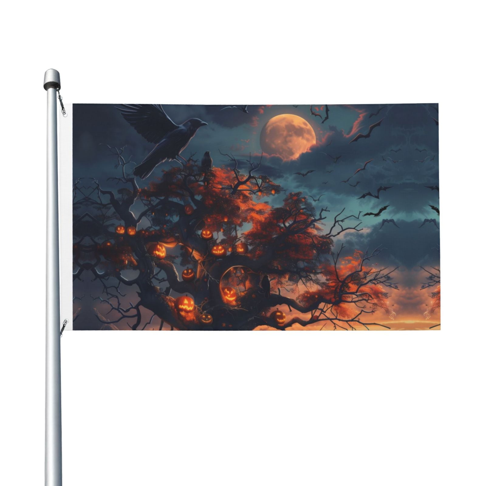 Halloween Garden Flag, Raven Tree Halloween Night Double Sided House ...
