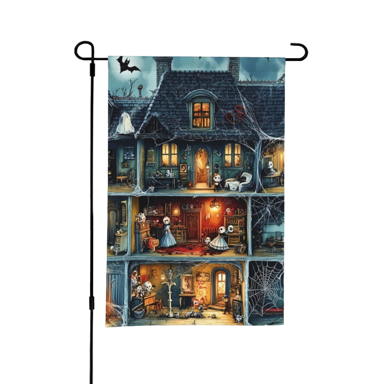 Halloween Garden Flag, Halloween Scary Dollhouse Double Sided House ...