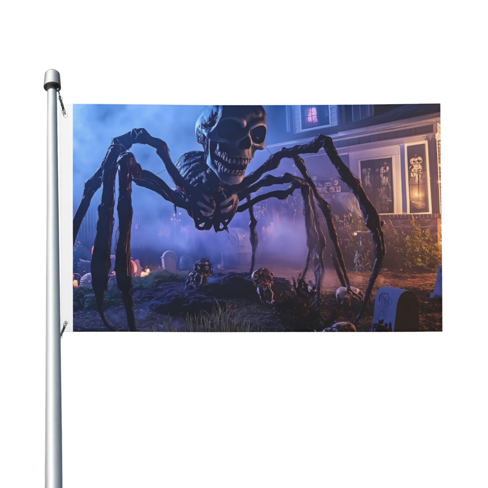 Halloween Garden Flag, Halloween Skeleton Spider Double Sided House ...