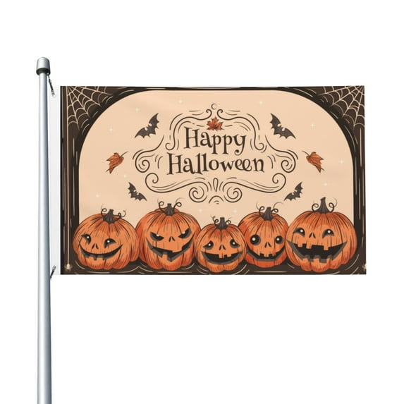 Halloween Garden Flag, Vintage Pumpkin Halloween Greeting Double Sided ...