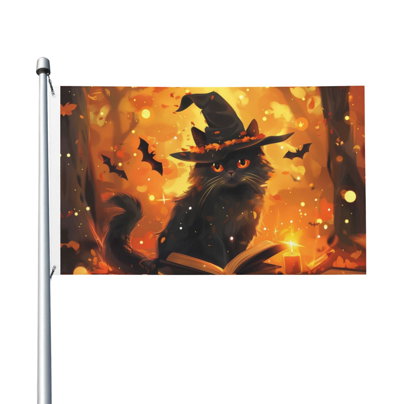 Halloween Garden Flag, Halloween Witch Hat Black Cat Bat Double Sided ...