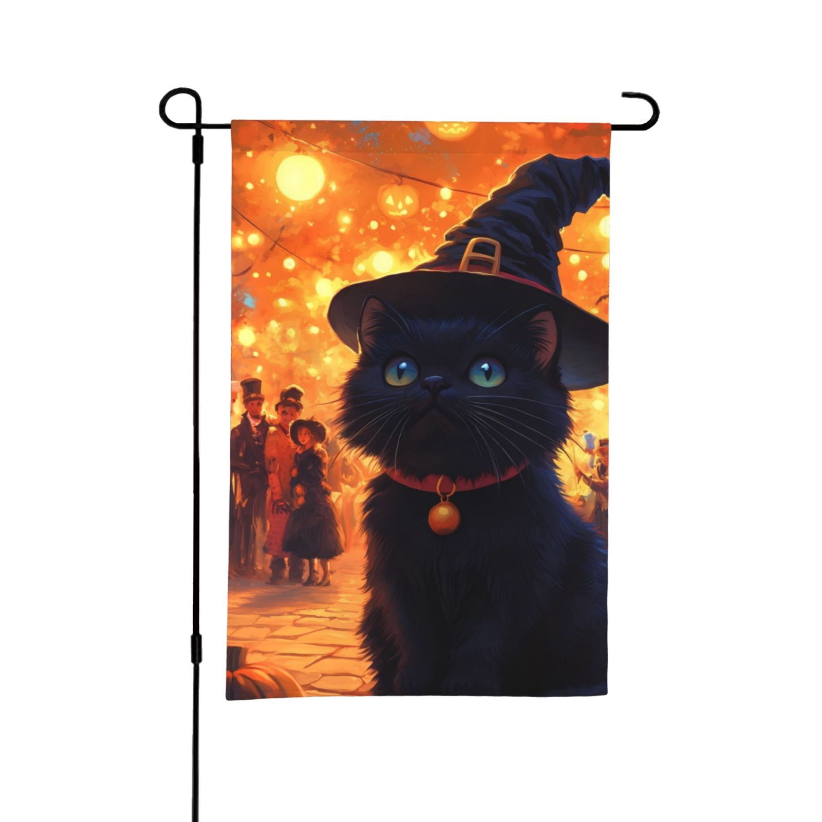 Halloween Garden Flag, Halloween Witch Hat Black Cat Market Double ...