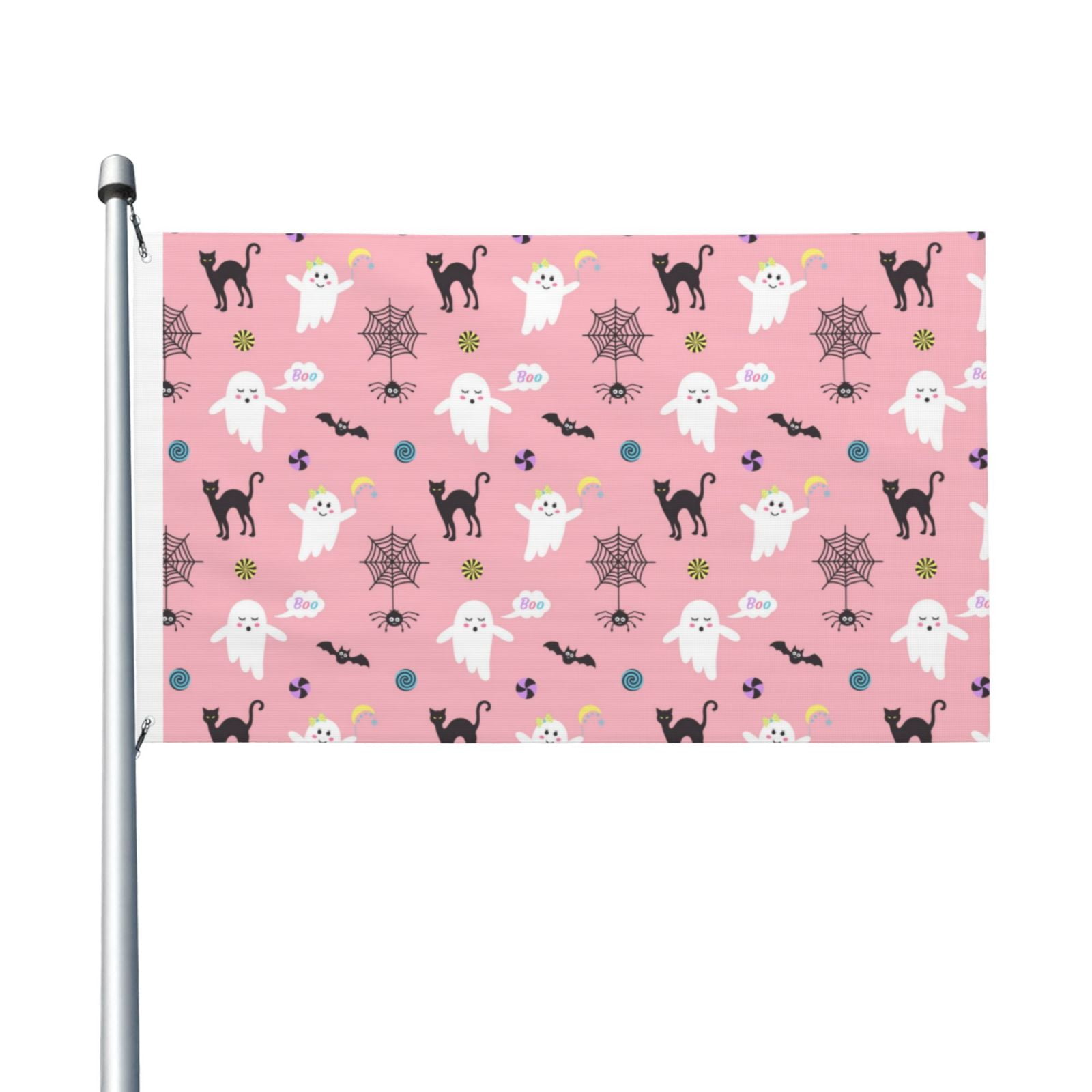 Halloween Garden Flag, pink pattern spooky Double Sided House & Yard ...
