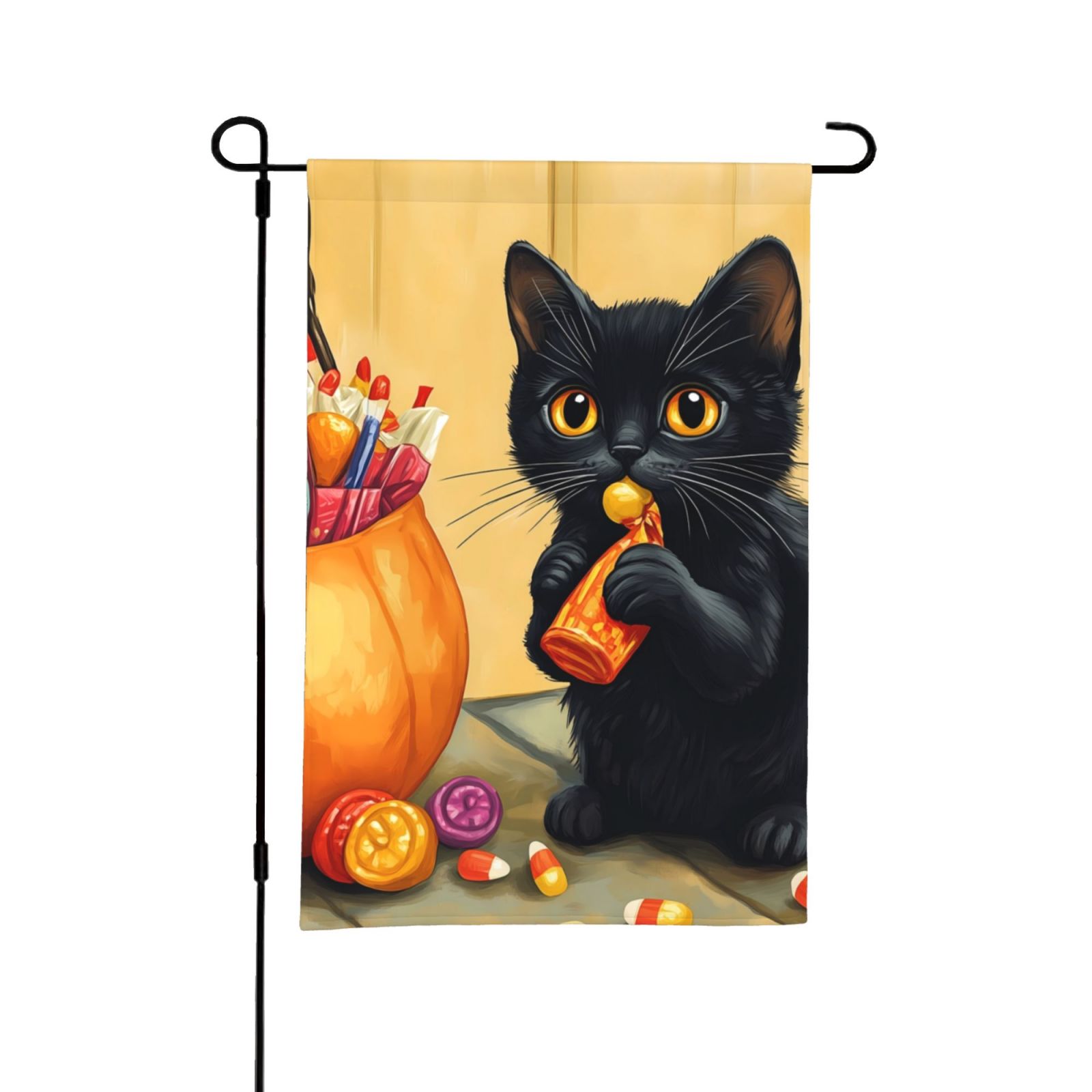 Halloween Garden Flags 12x18 - Halloween Cute Candy Black Cat Double ...