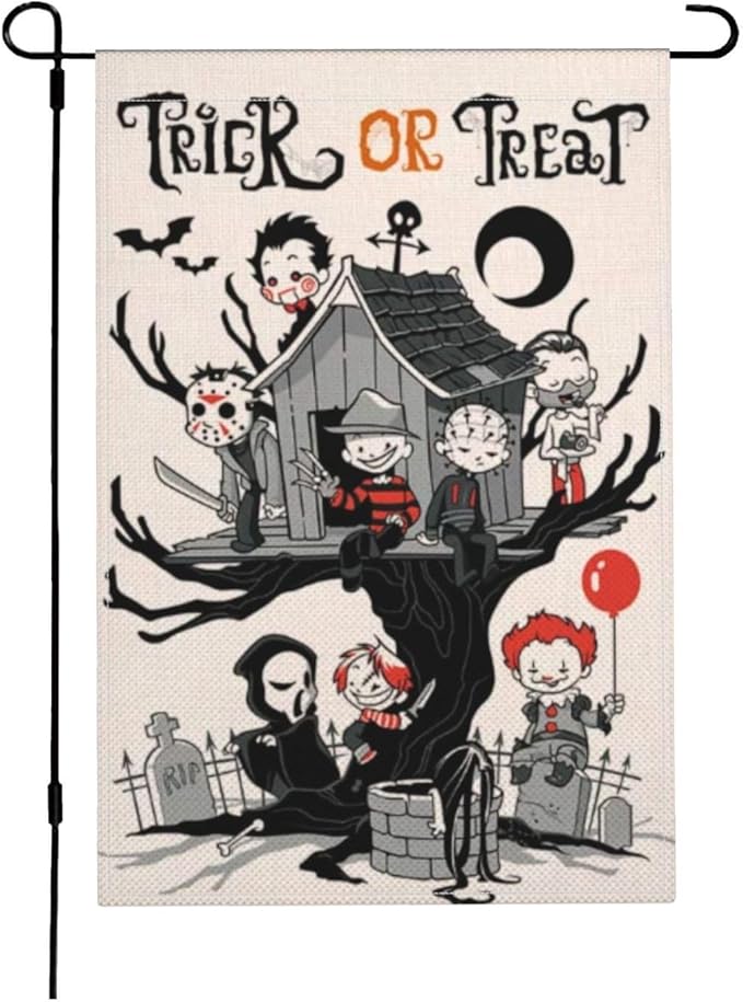 Halloween Garden Flags 12x18 Double Sided, Scary Yard Flag for Outside ...