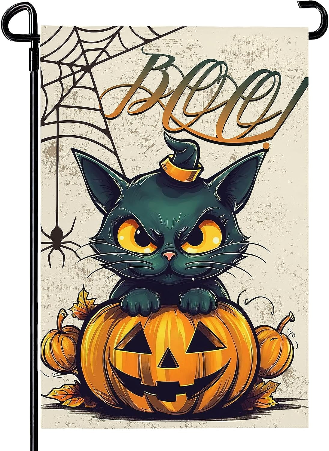 Halloween Garden Flags Black Cat Boo Yard Flag Scary Pumpkin Vertical ...