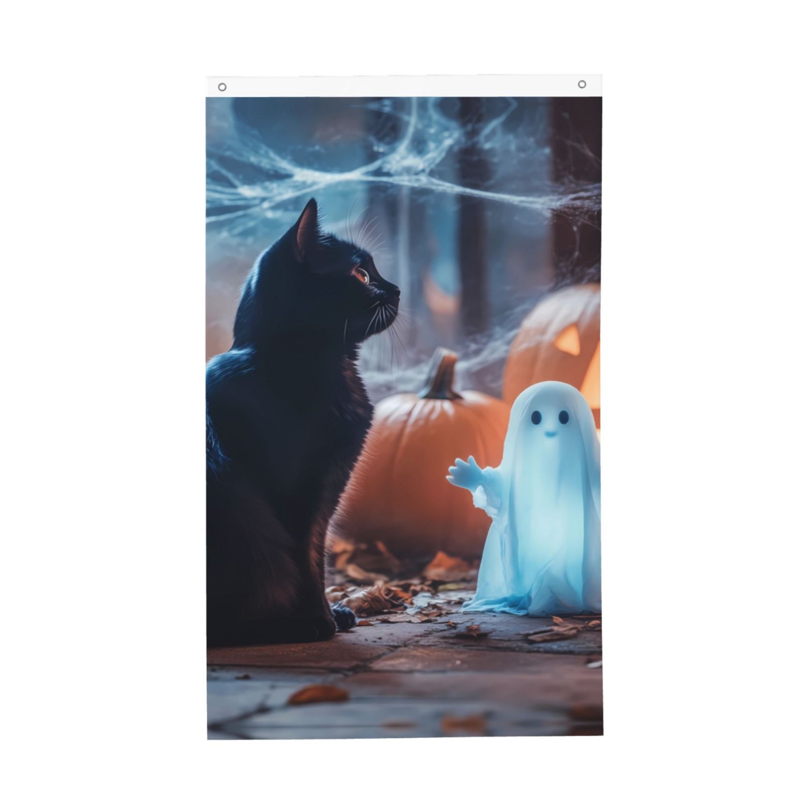 Halloween Garden Flags - Halloween Black Cat Ghost Pumpkin Double Sided ...