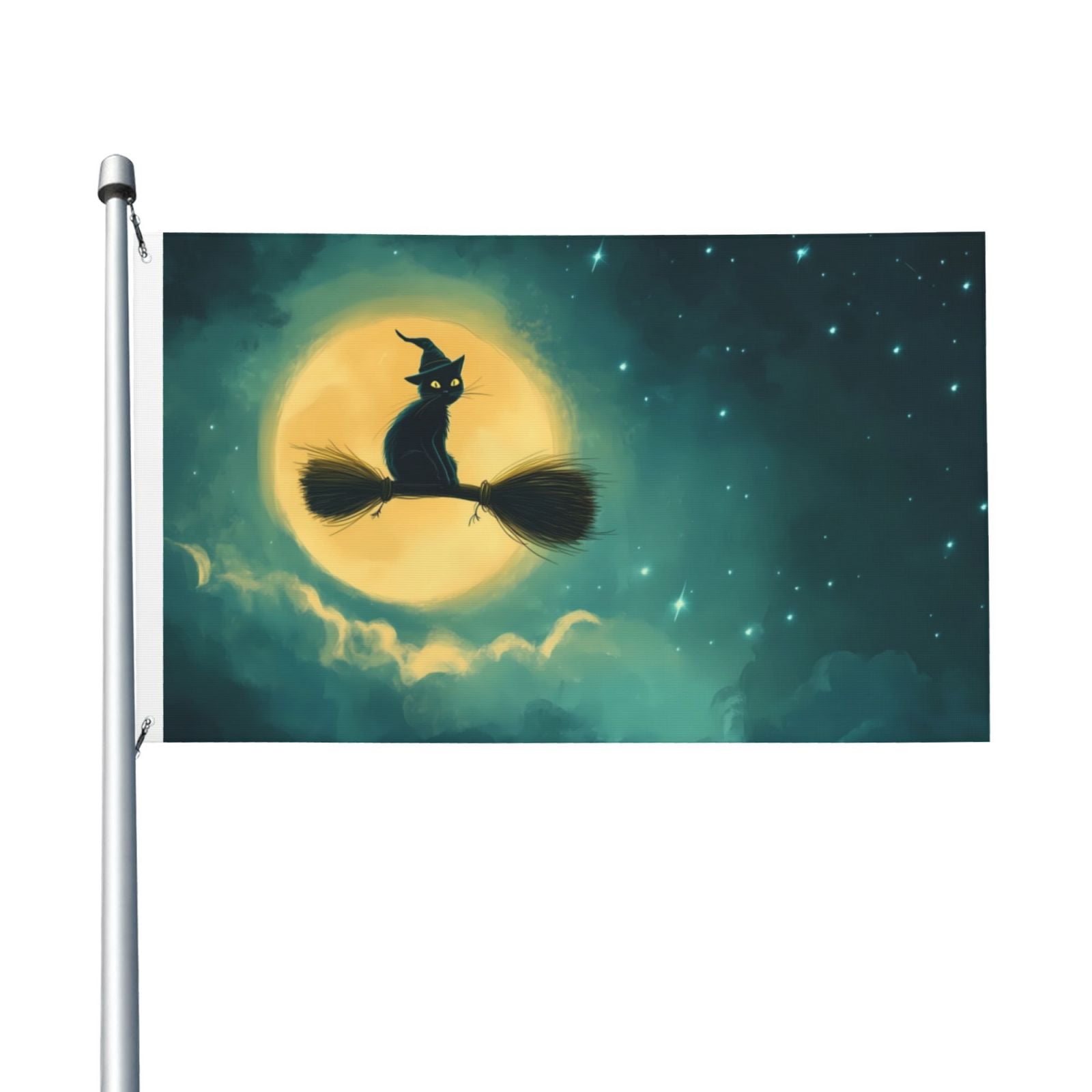 Halloween Garden Flags - Halloween Black Cat Witch Double Sided 3x5FT ...
