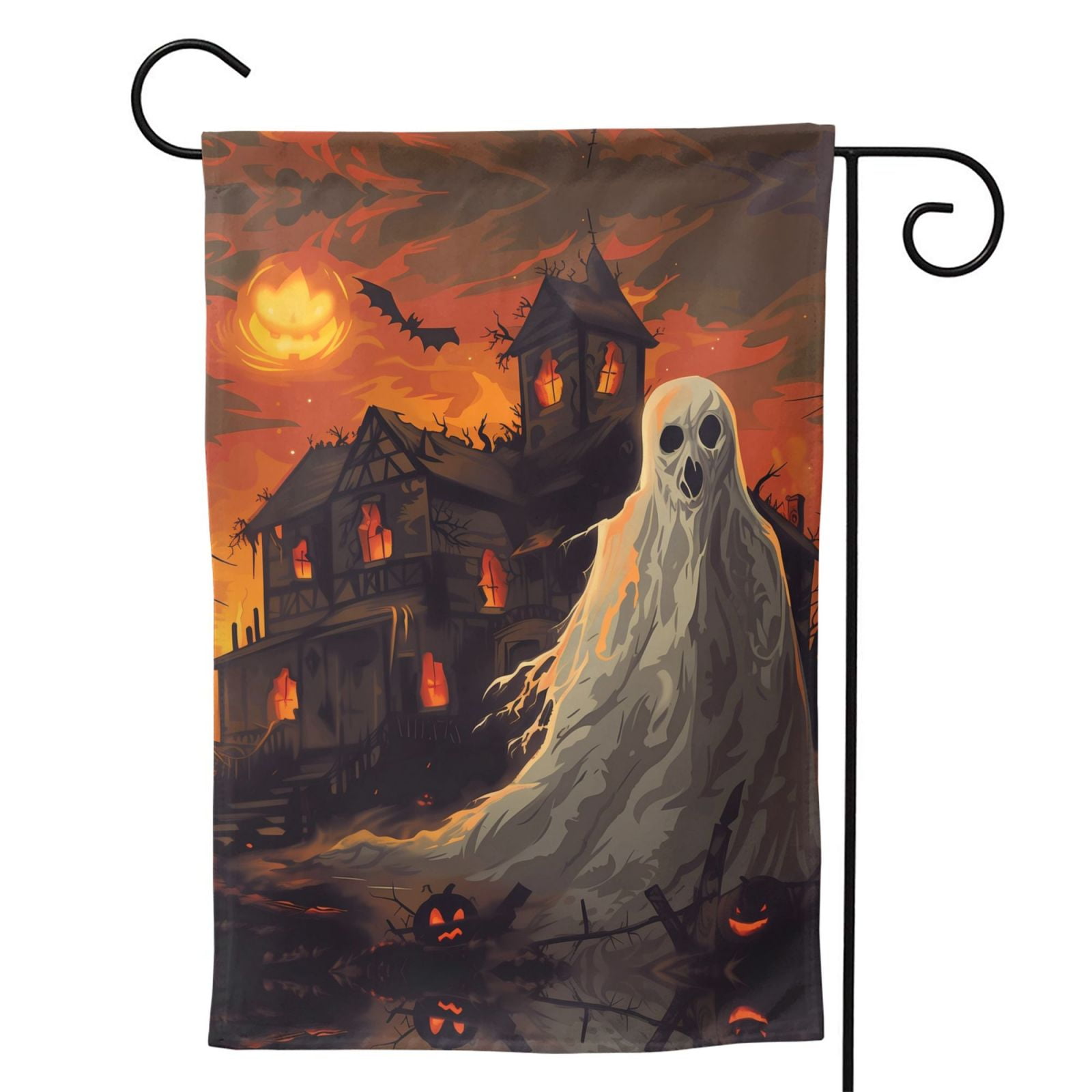 Halloween Garden Flags - Halloween Castle Ghost Flame Double Sided ...