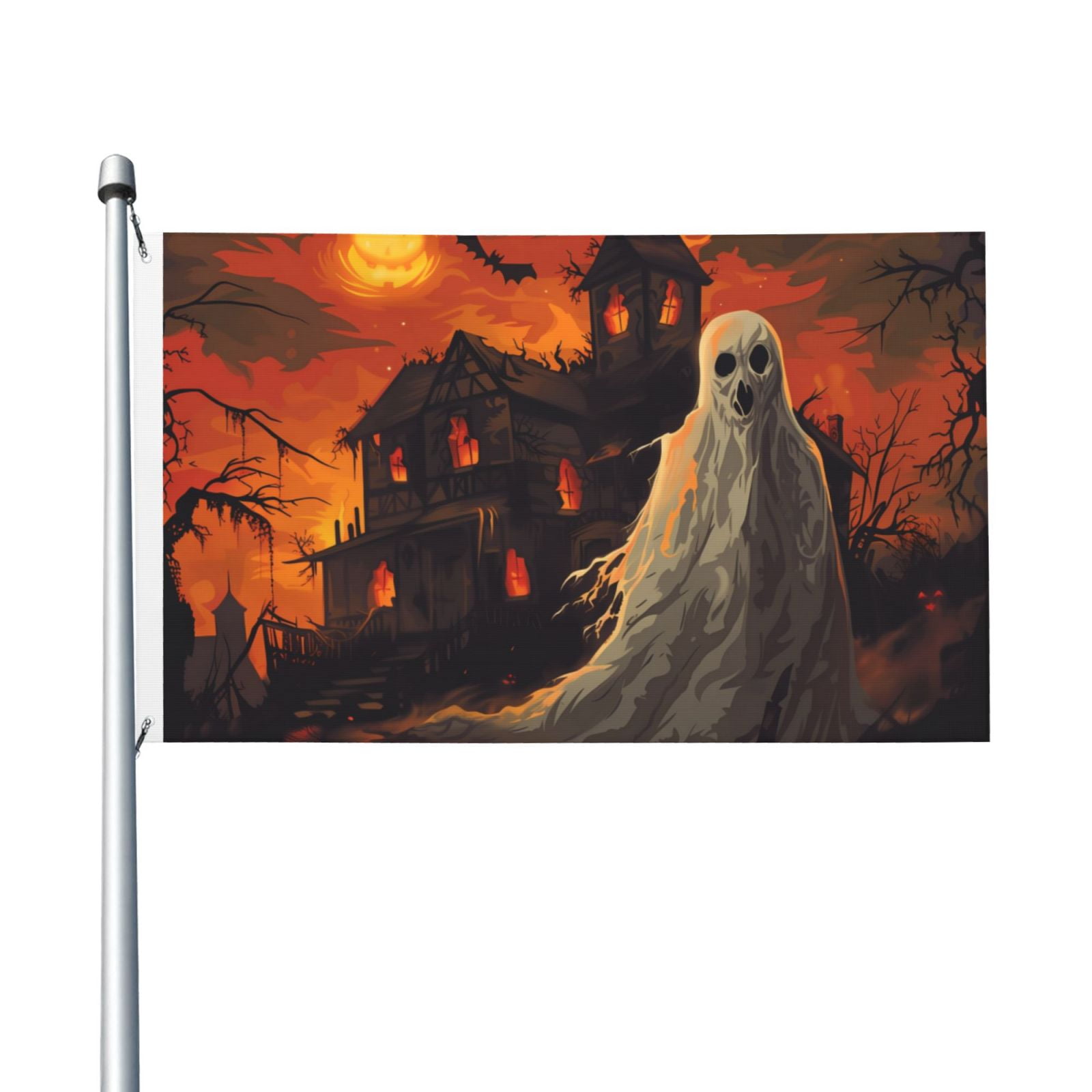 Halloween Garden Flags - Halloween Castle Ghost Flame Double Sided ...