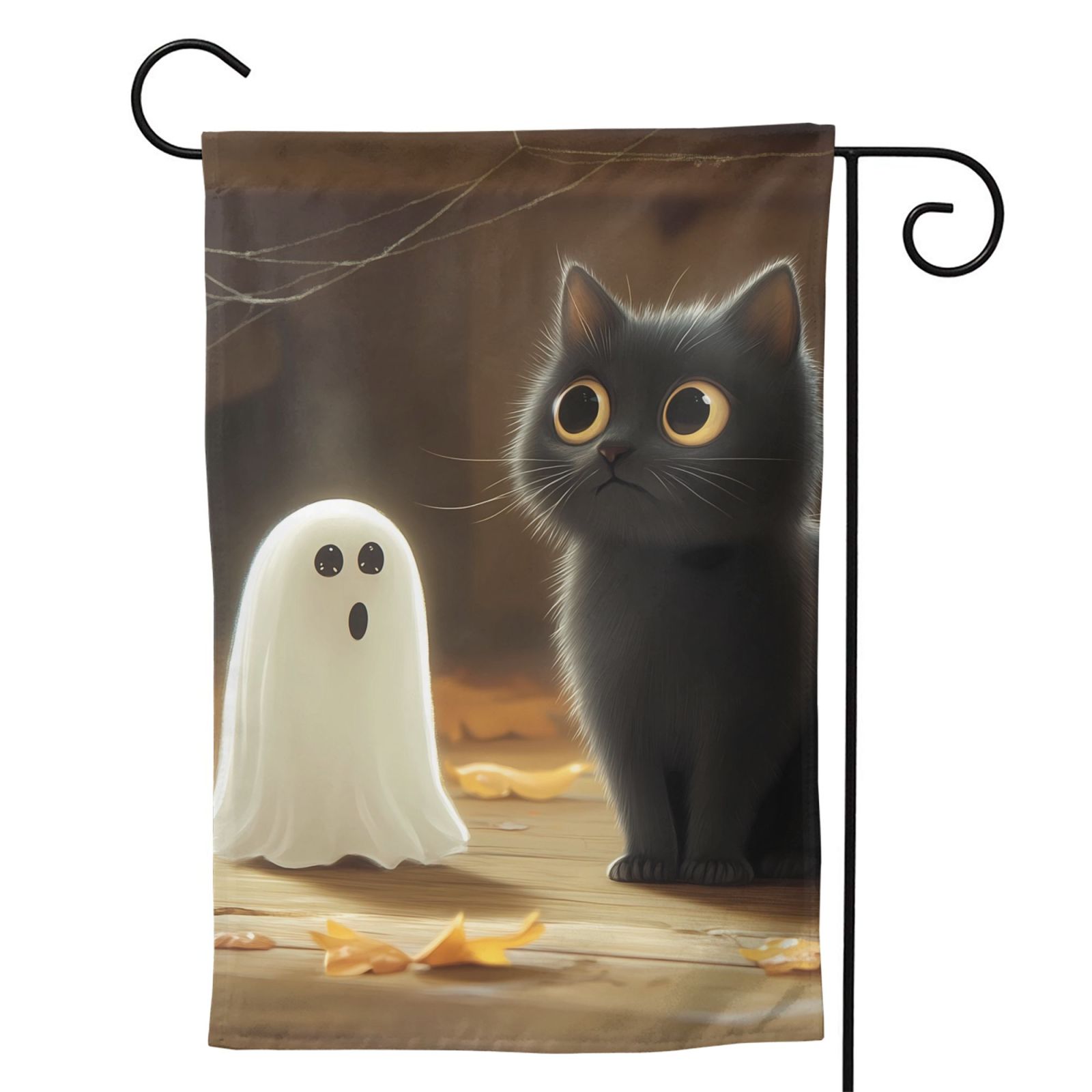 Halloween Garden Flags - Halloween Cute Black Cat Ghost A Double Sided ...