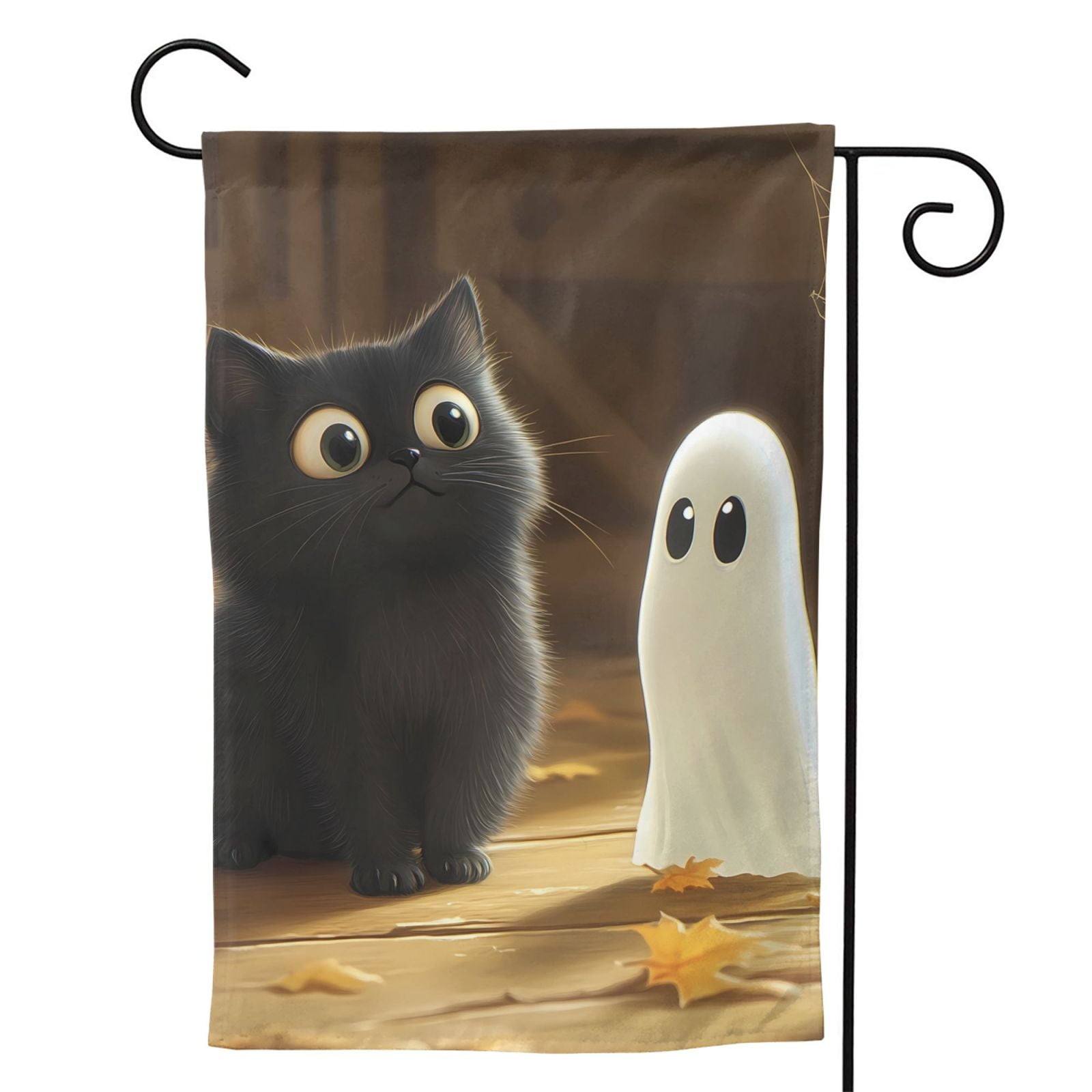 Halloween Garden Flags - Halloween Cute Black Cat Ghost Double Sided ...