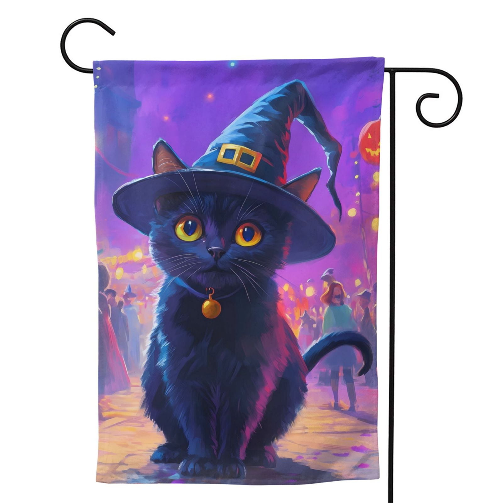 Halloween Garden Flags - Halloween Cute Black Cat Witch Hat Double ...