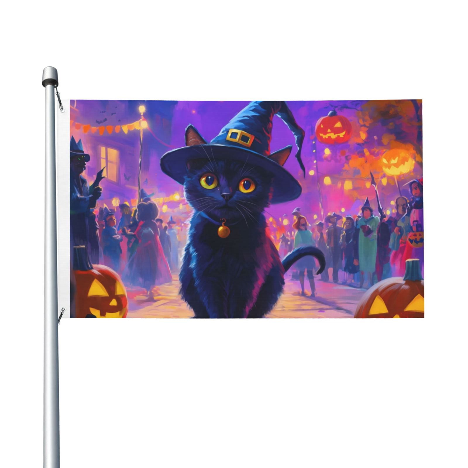 Halloween Garden Flags - Halloween Cute Black Cat Witch Hat Double ...