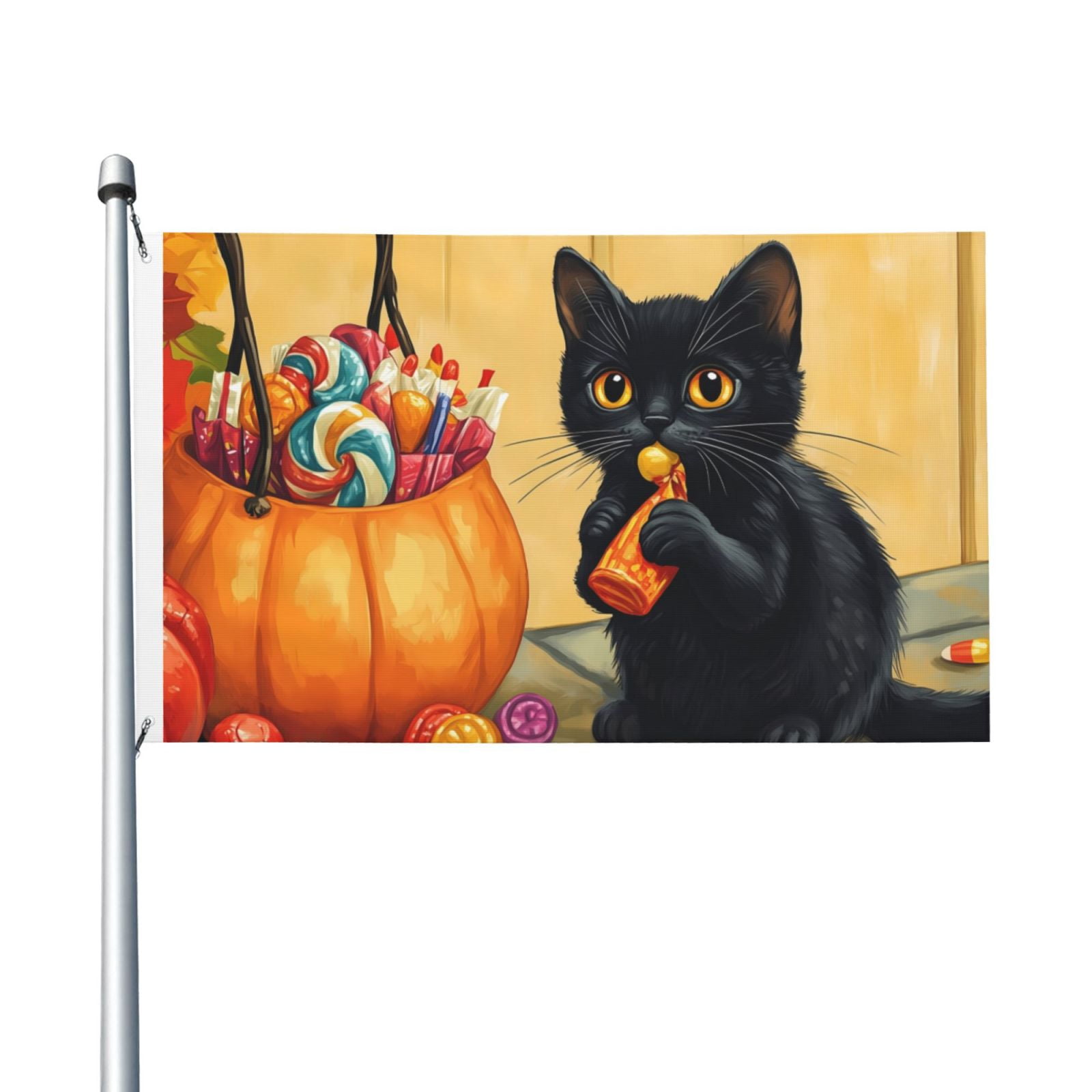 Halloween Garden Flags - Halloween Cute Candy Black Cat Double Sided ...