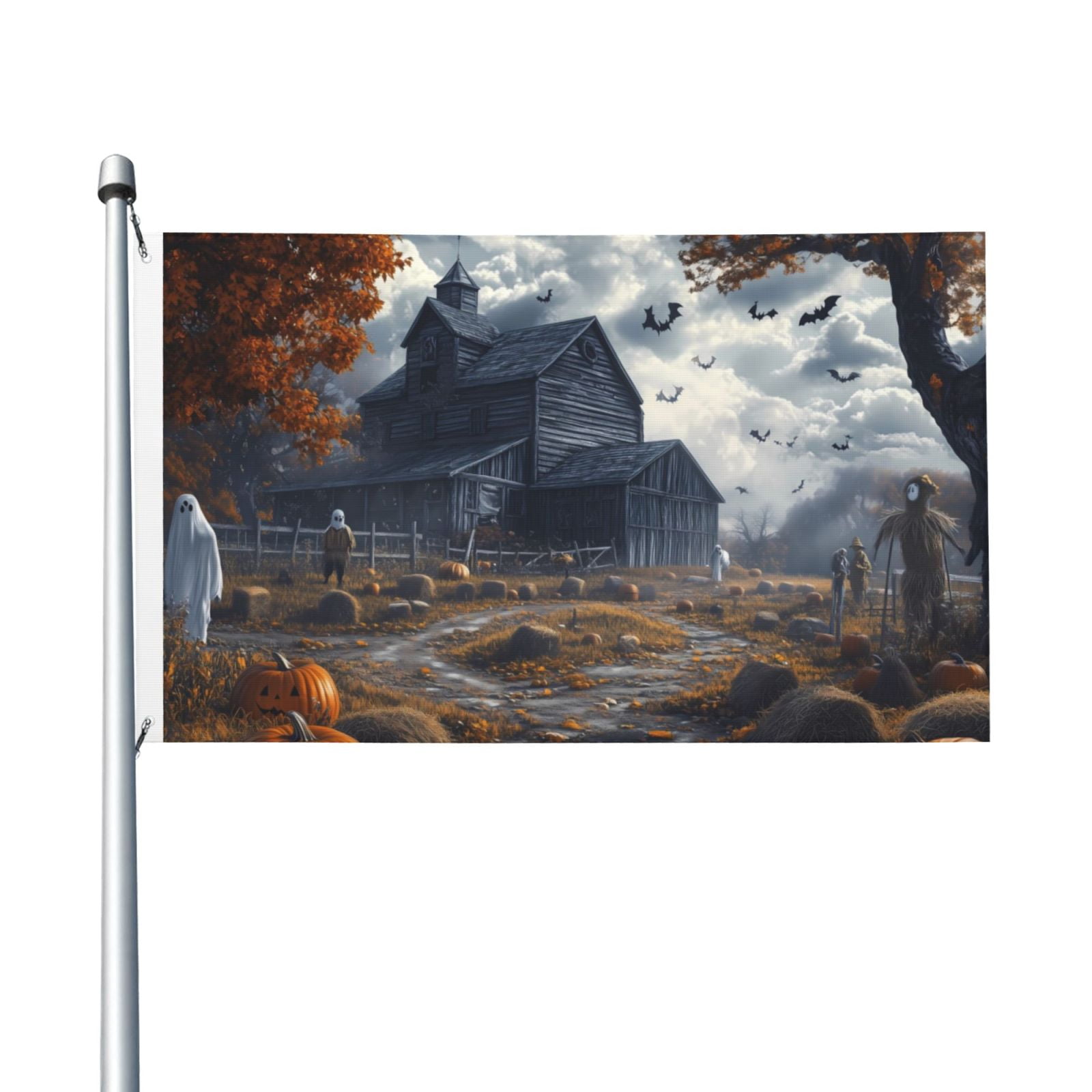 Halloween Garden Flags - Halloween Farm Pumpkin Ghost C Double Sided ...