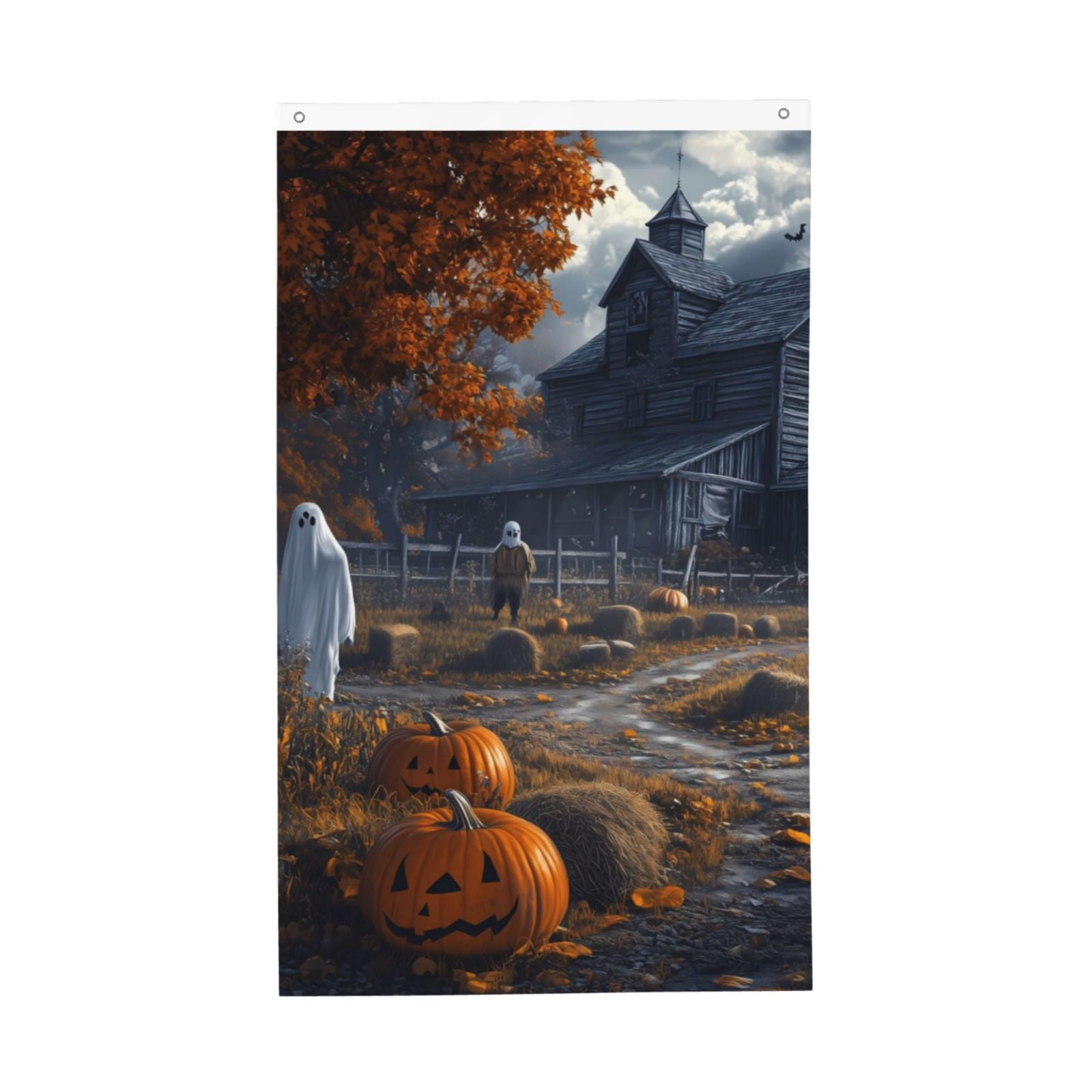 Halloween Garden Flags - Halloween Farm Pumpkin Ghost C Double Sided ...