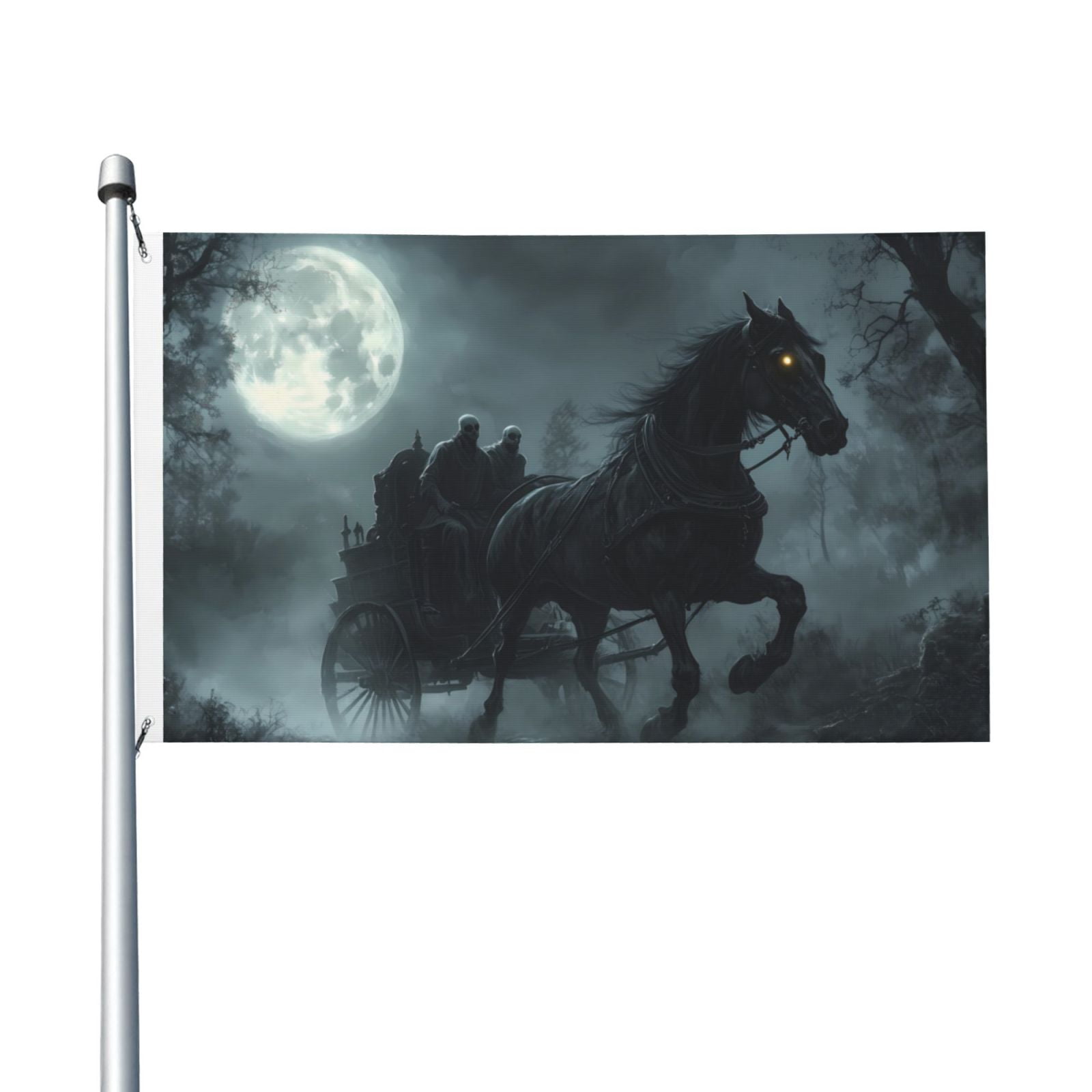 Halloween Garden Flags - Halloween Forest Skeleton Carriage A Double ...