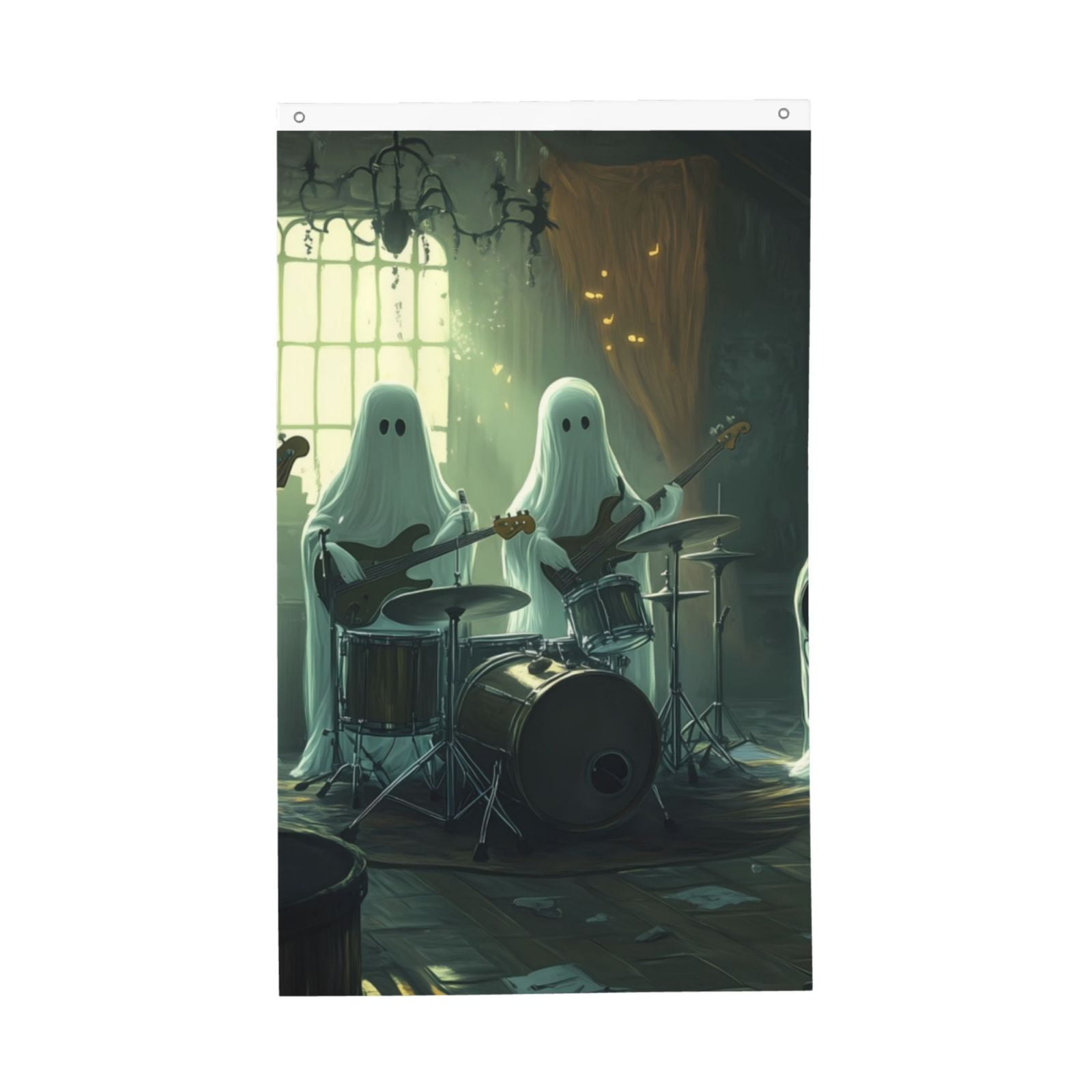Halloween Garden Flags - Halloween Ghost Guitar Band Double Sided 3x5FT ...