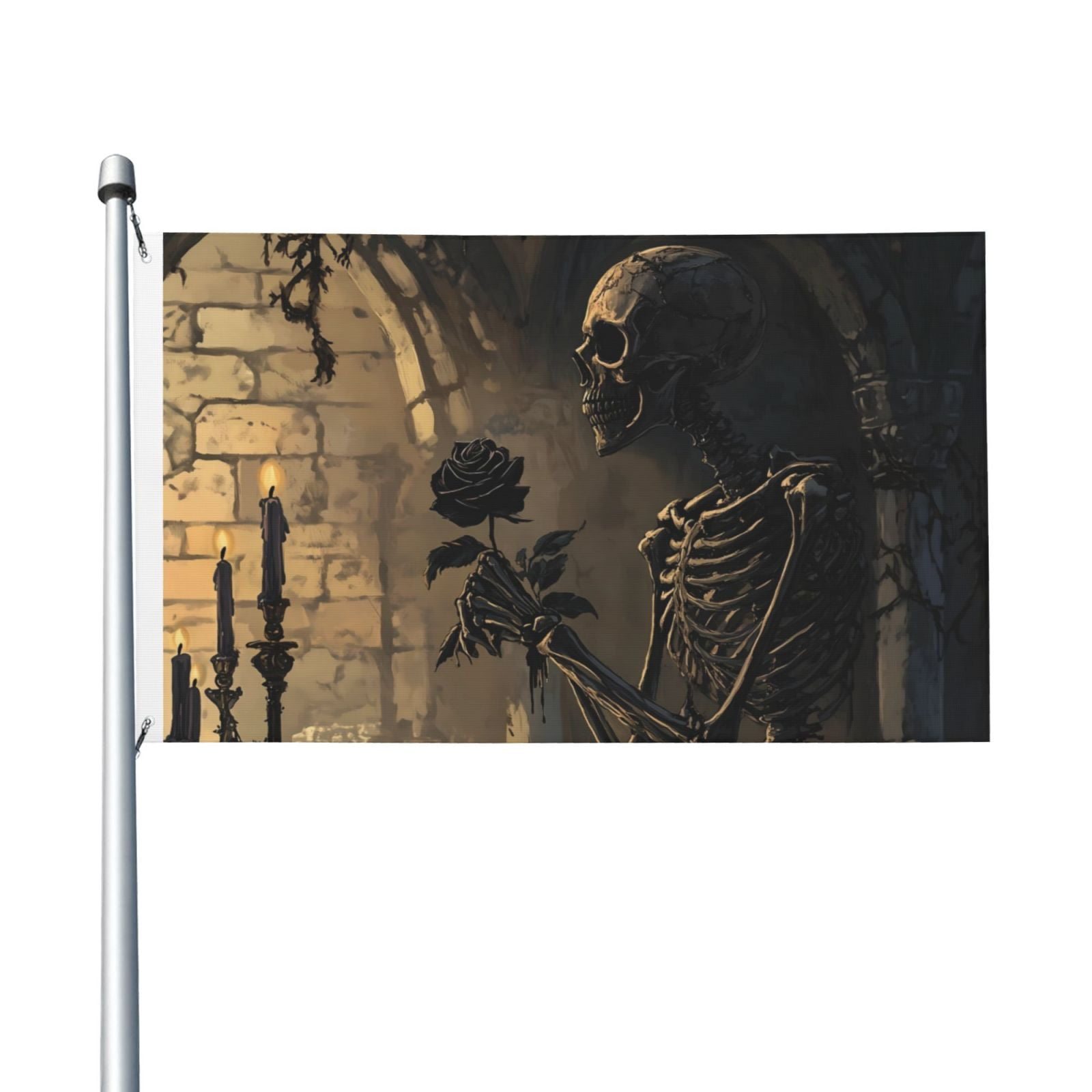 Halloween Garden Flags - Halloween Gothic Skull Rose B Double Sided ...