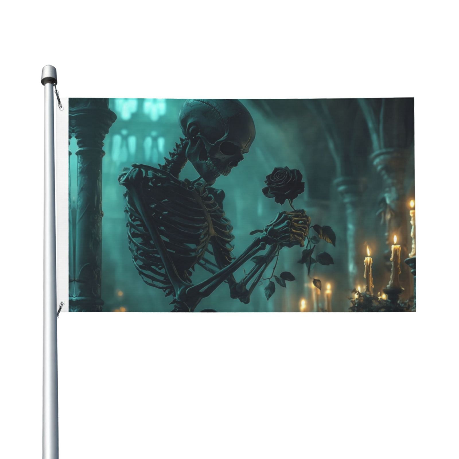 Halloween Garden Flags - Halloween Gothic Skull Rose Double Sided 3x5FT ...