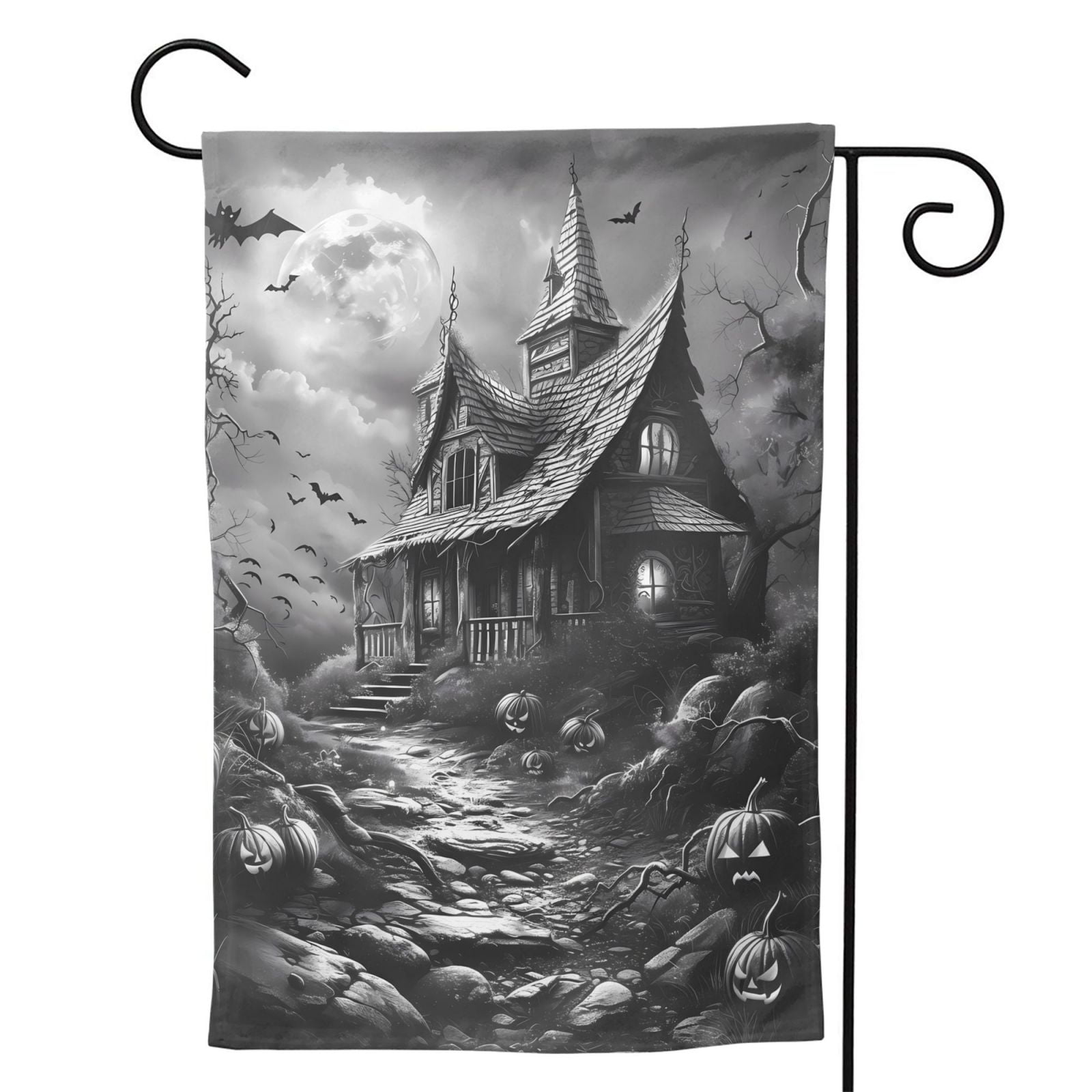 Halloween Garden Flags - Halloween Haunted House Path Double Sided ...