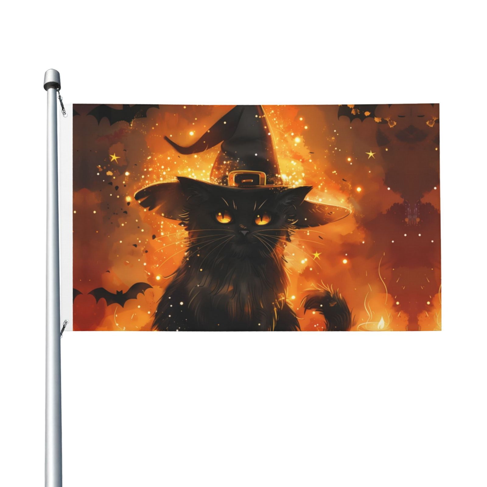 Halloween Garden Flags - Halloween Witch Hat Black Cat A Double Sided ...