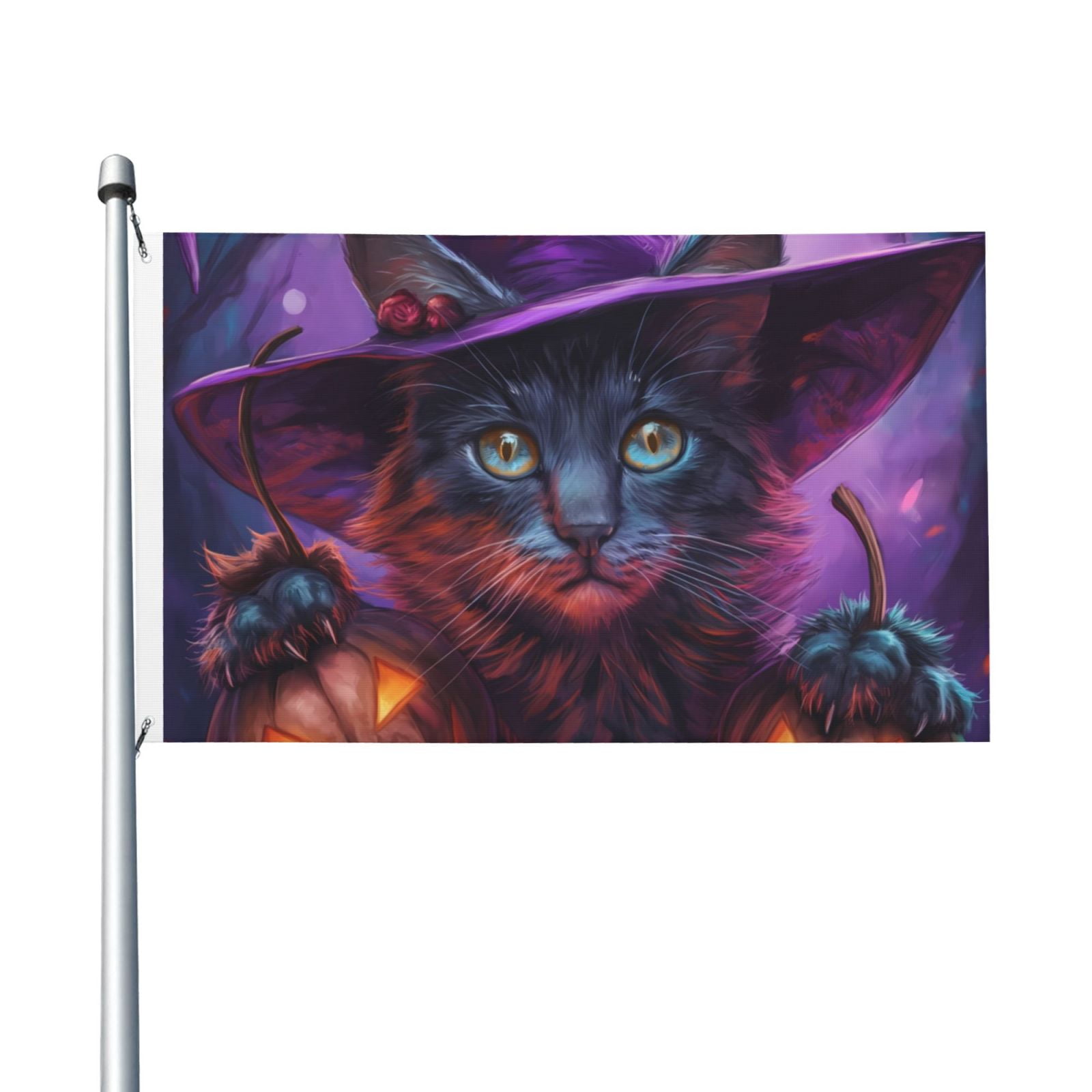 Halloween Garden Flags - Halloween Witch Hat Cat Double Sided 3x5FT ...
